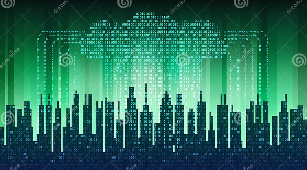 Binary Rain in Digital Abstract City, the Flow of Data with the Cloud ...