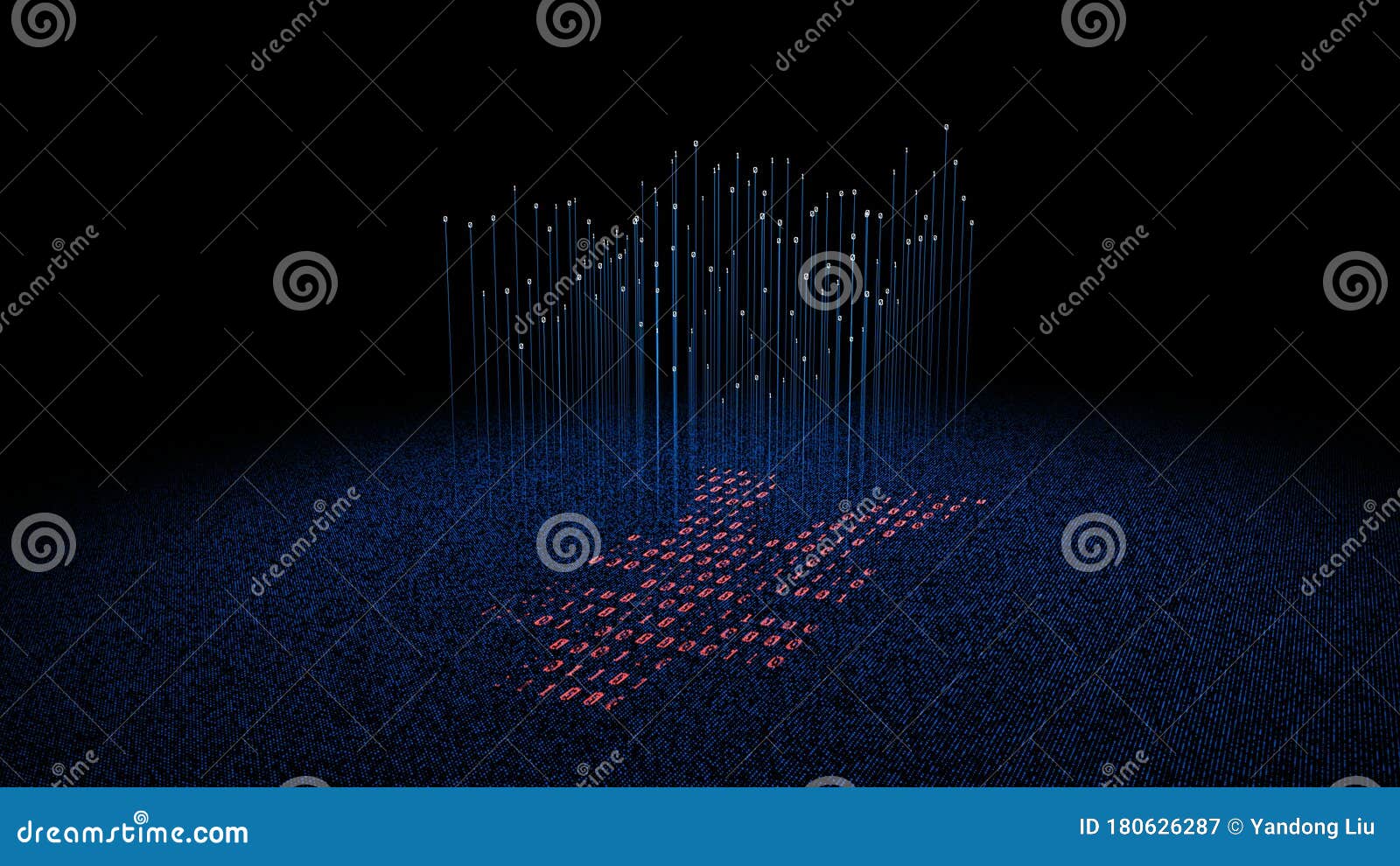 Binary RMB Currency Symbol and Technology Digital Connection, Big Data ...