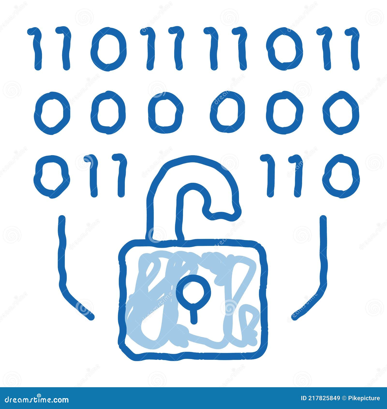 Binary Security Code Doodle Icon Hand Drawn Illustration Stock Vector ...