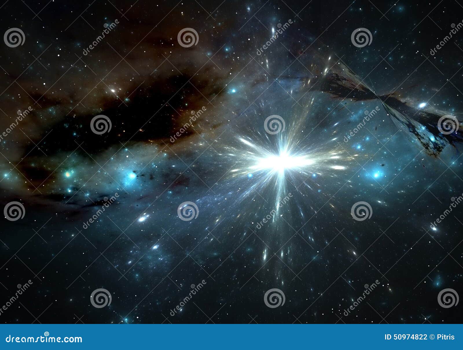Binary Star Explosion Inside a Nebula Stock Illustration - Illustration ...