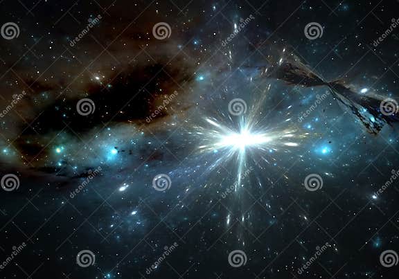 Binary Star Explosion Inside a Nebula Stock Illustration - Illustration ...