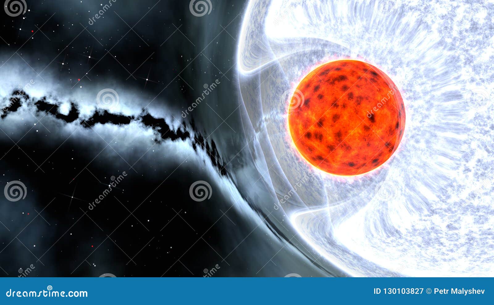 Binary Star with Red Dwarf and Blue Giant, 3d Render Stock Illustration ...
