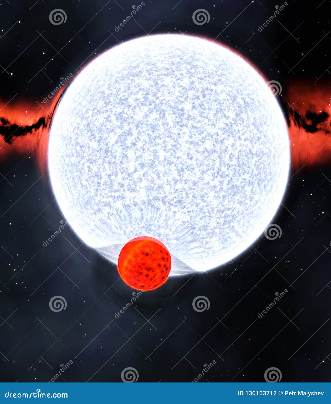 Binary Star with Red Dwarf and Blue Giant, 3d Render Stock Illustration ...