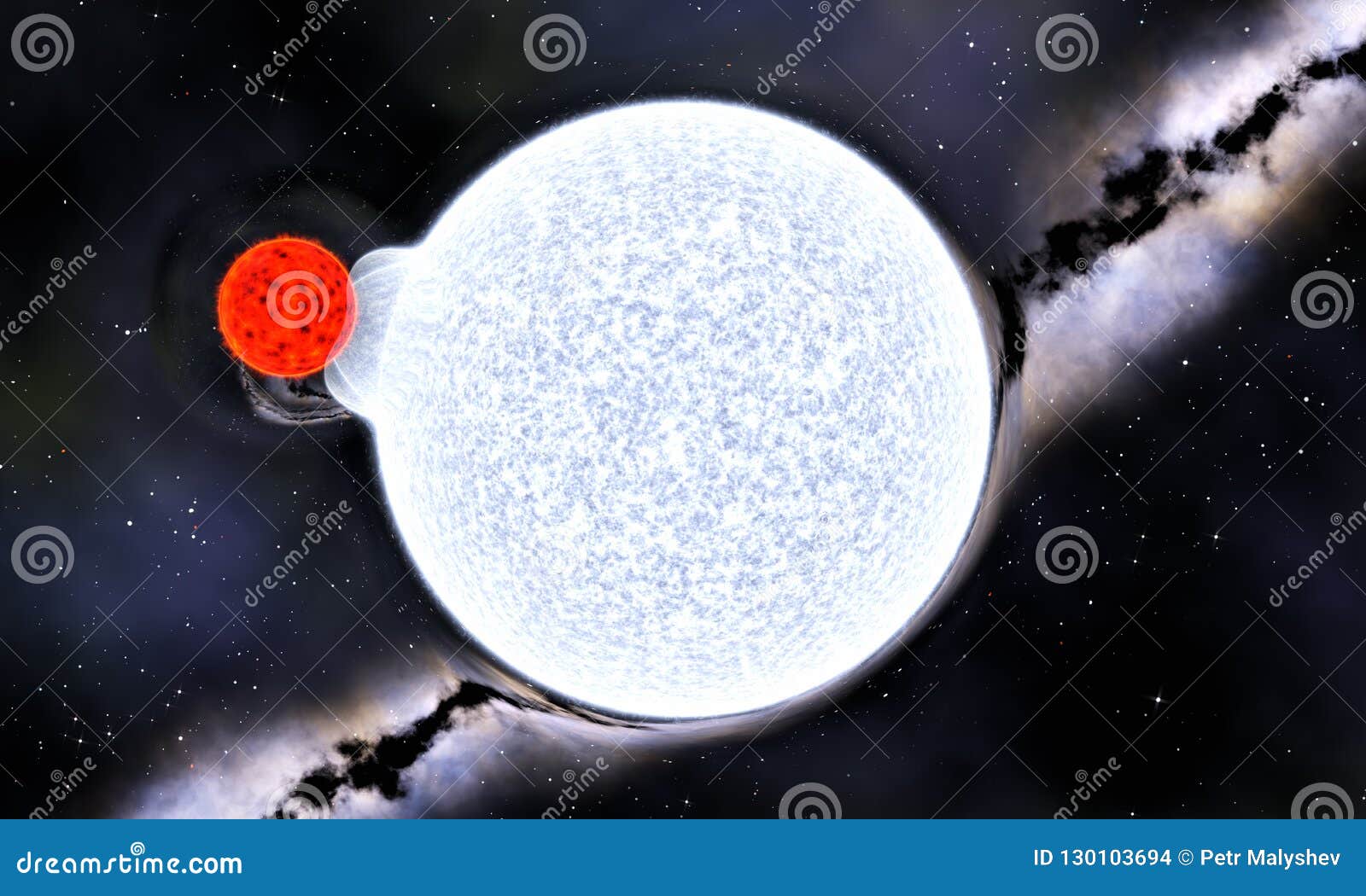 Binary Star With Red Dwarf And Blue Giant, 3d Render Stock Image ...