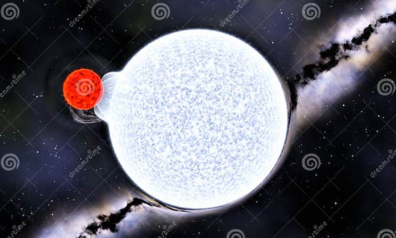 Binary Star with Red Dwarf and Blue Giant, 3d Render Stock Illustration ...