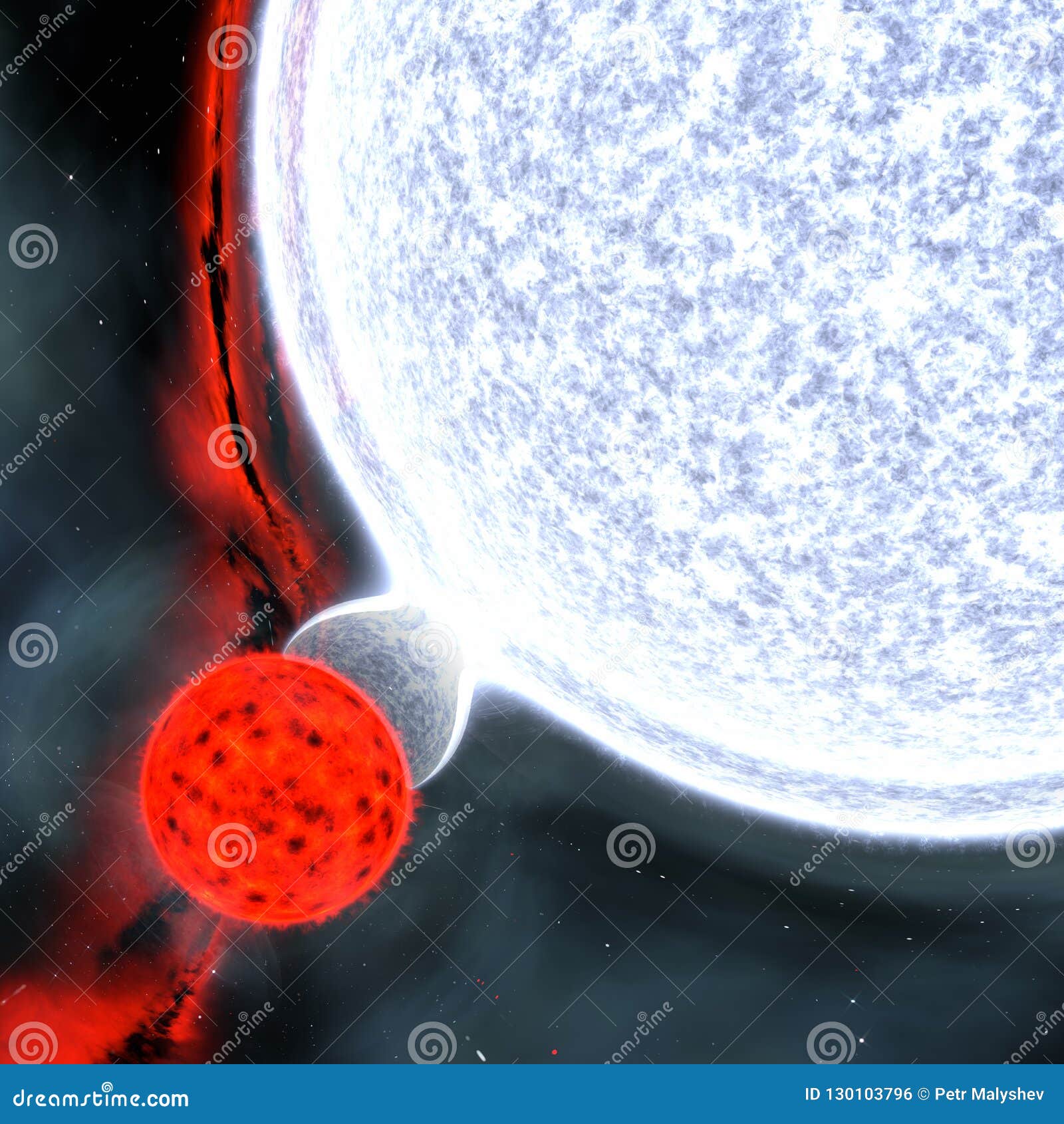 Binary Star With Red Dwarf And Blue Giant, 3d Render Stock Image ...