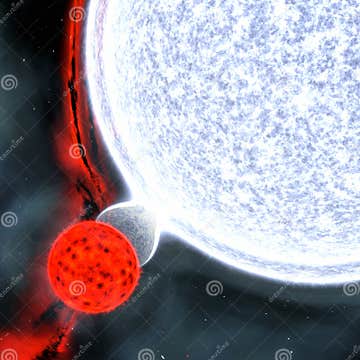 Binary Star with Red Dwarf and Blue Giant, 3d Render Stock Illustration ...