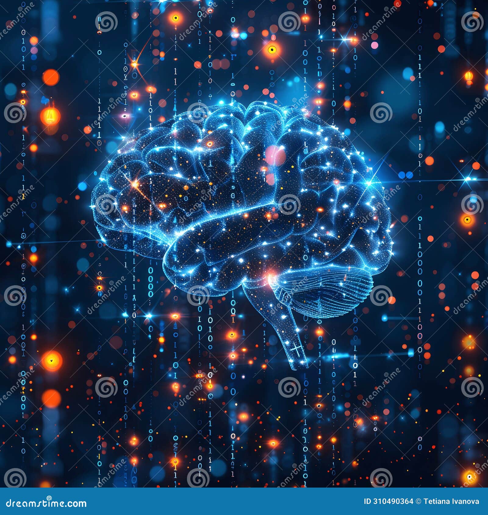 Binary Strands Form AI Cognitive Blueprint. Stock Illustration ...