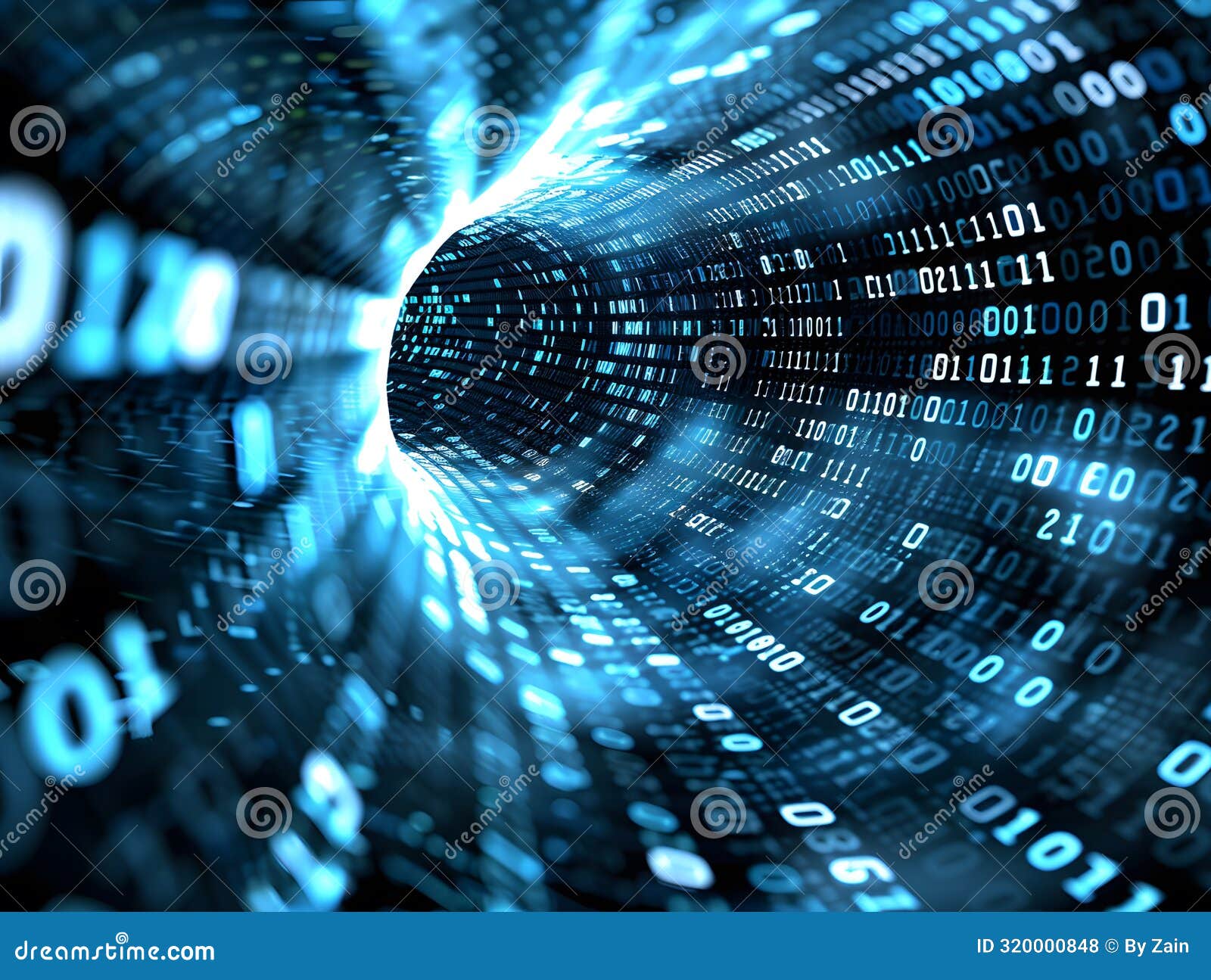 Binary Stream or Code Tunnel Background , Data Flow, Charts with Numbers and Computer Programing ...