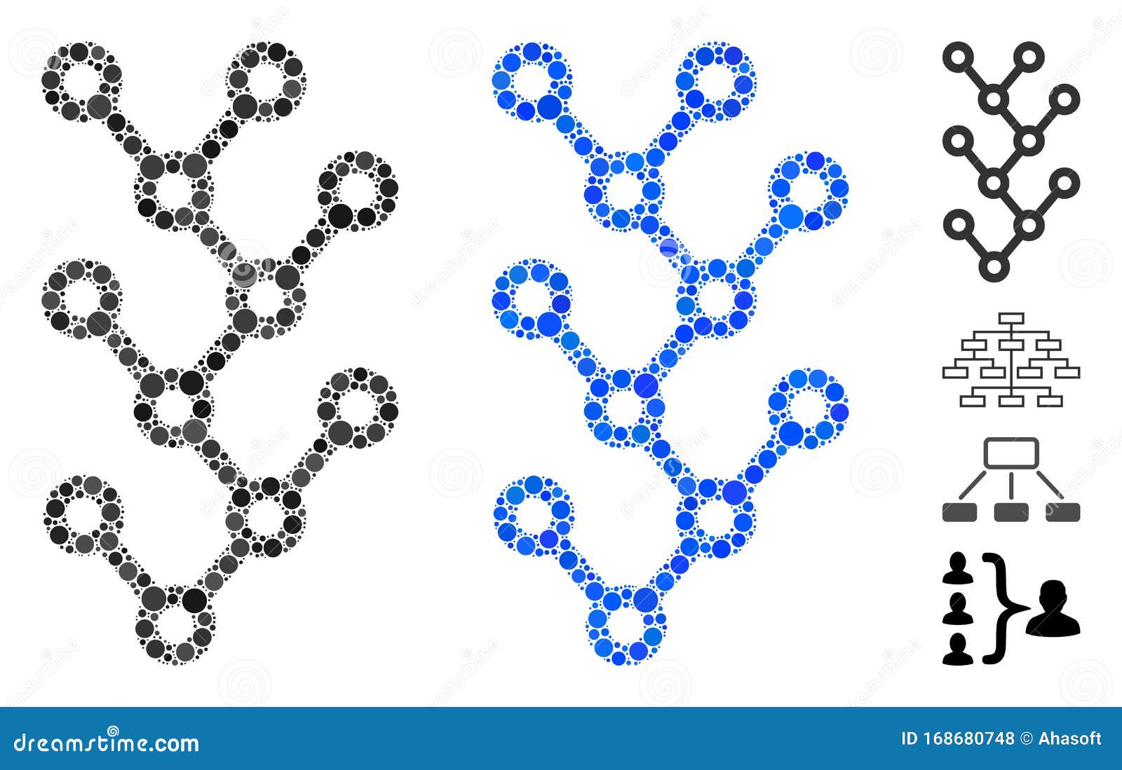Binary Tree Composition Icon of Round Dots Stock Illustration ...