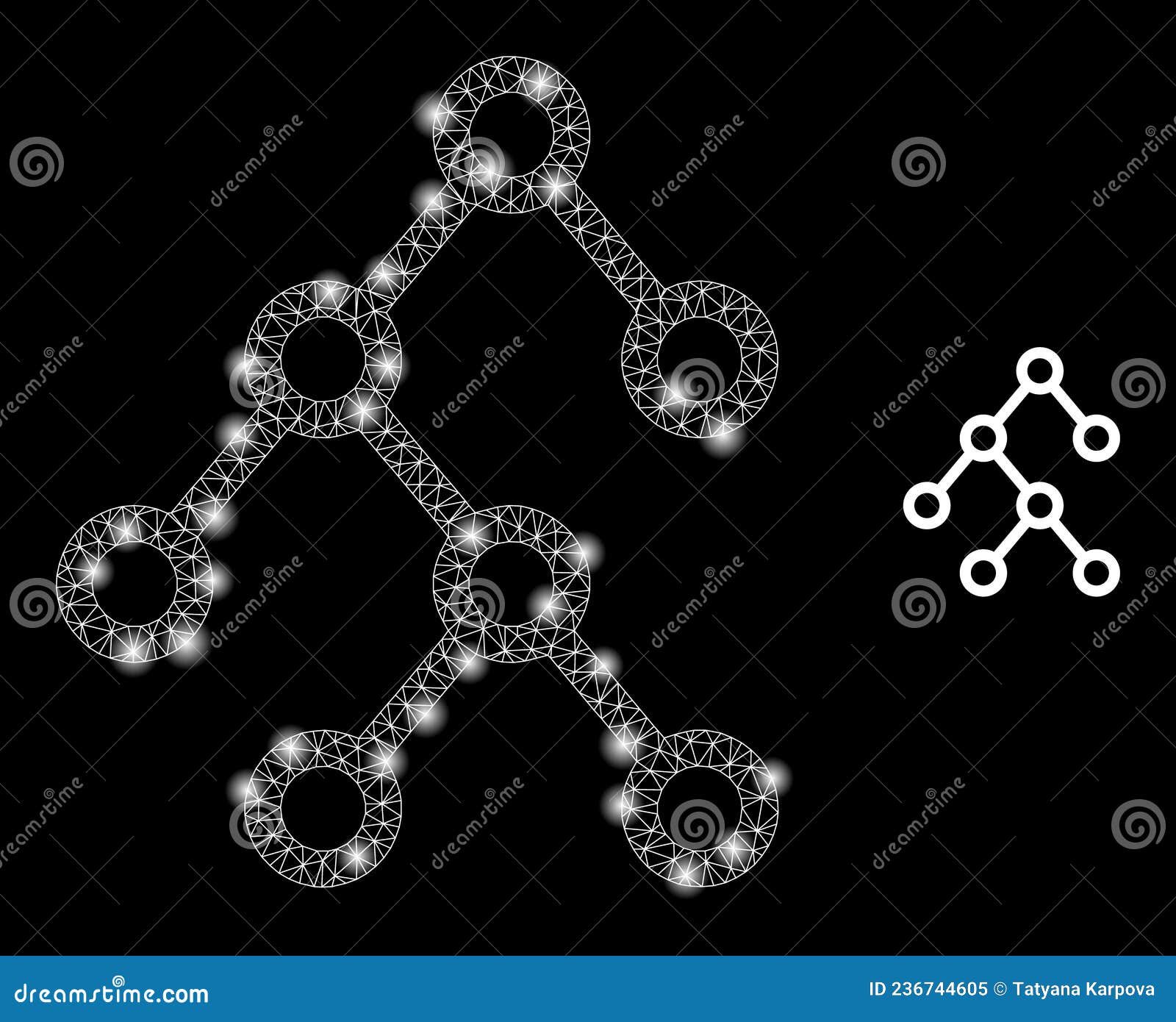 Binary Tree Icon - Carcass Mesh with Lightspots Stock Vector - Illustration of cloud, mesh ...