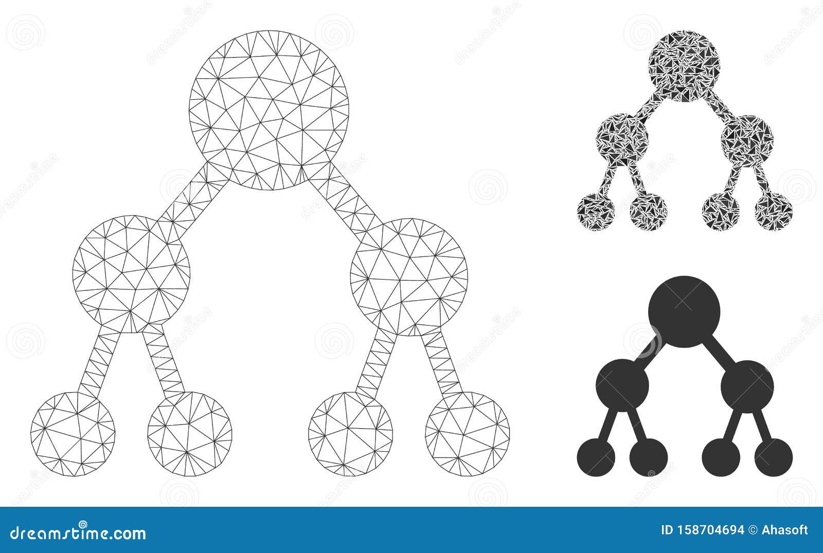 Binary Tree Vector Mesh Wire Frame Model And Triangle Mosaic Icon Stock Vector Illustration Of