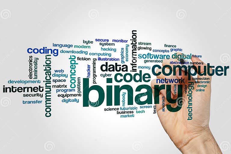 Binary Word Cloud Concept on Grey Background Stock Illustration ...