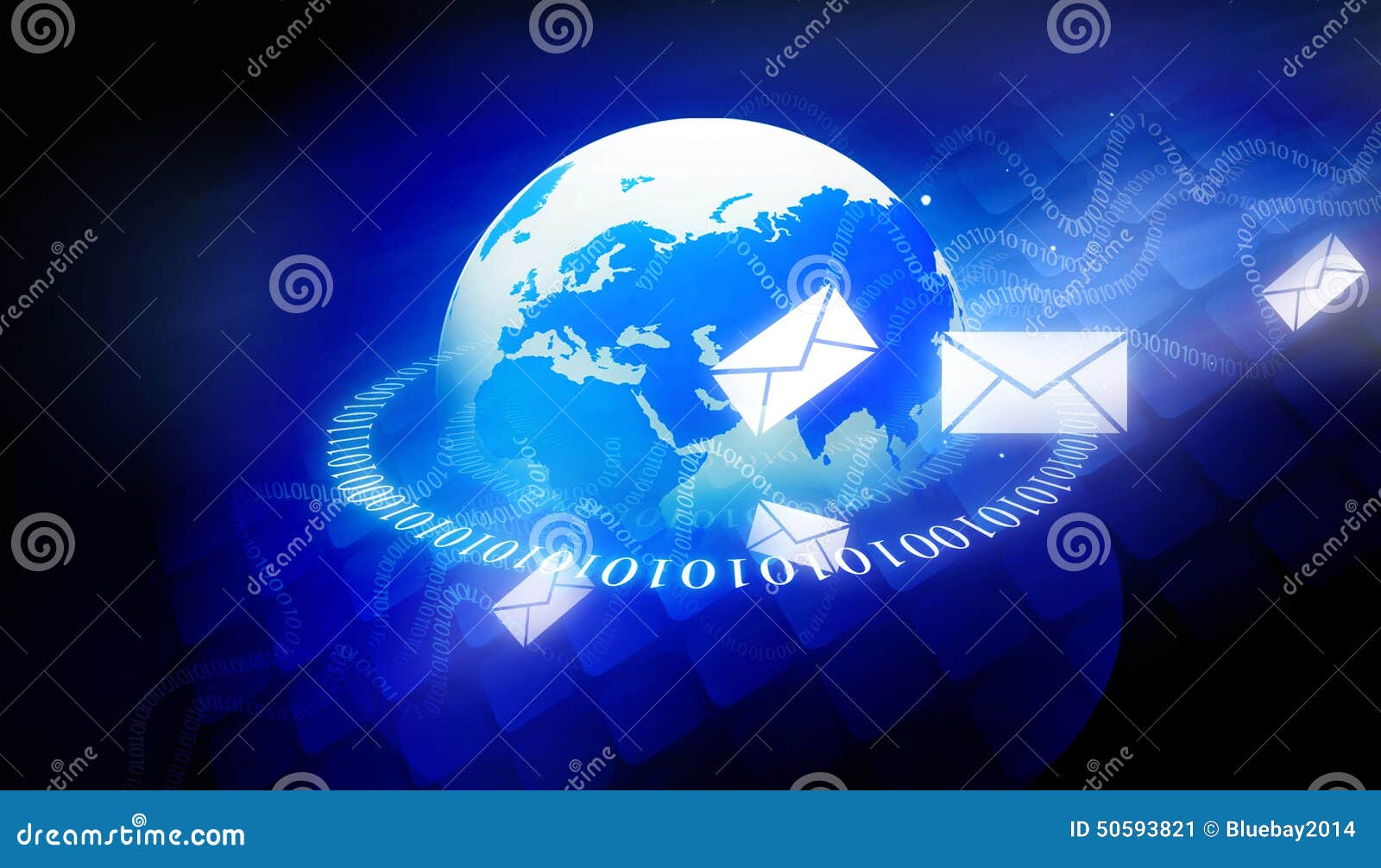 Binary World with Email Messages Stock Illustration - Illustration of ...