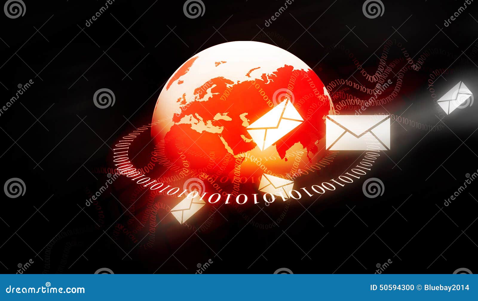 Binary World with Email Messages Stock Illustration - Illustration of ...