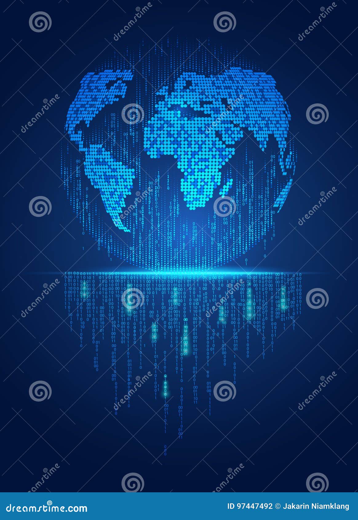 Binary World stock vector. Illustration of connect, globe - 97447492