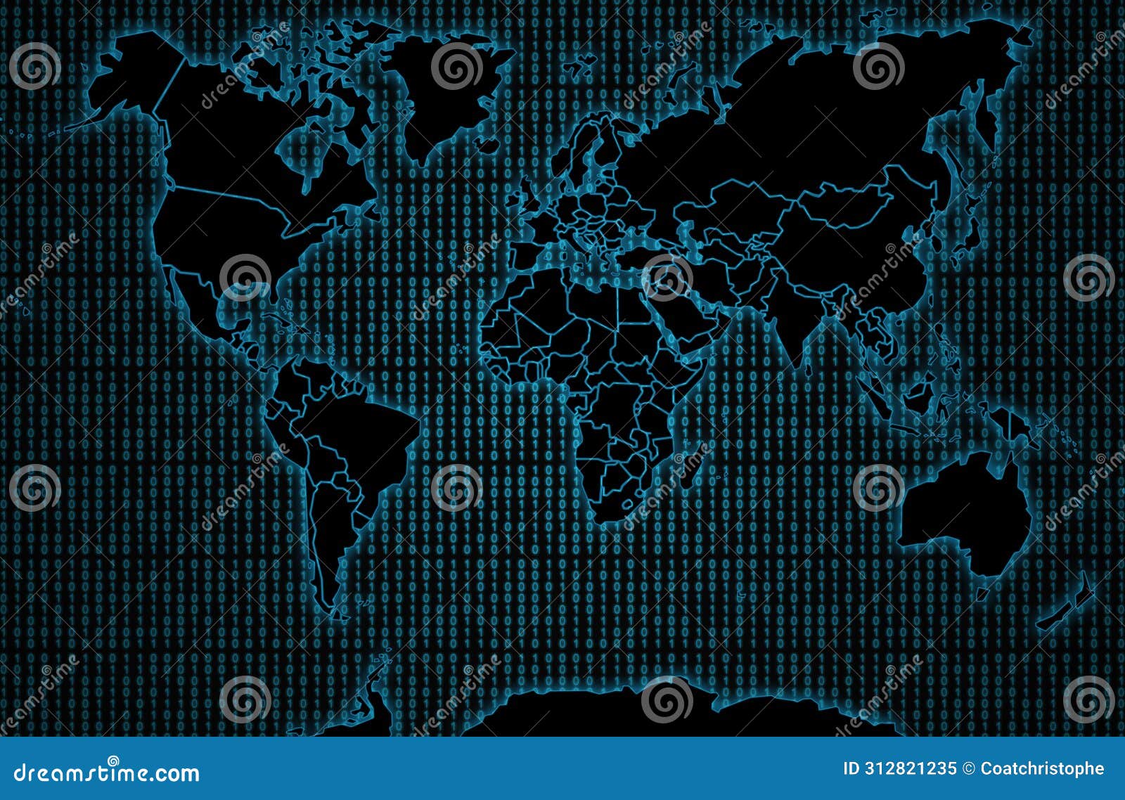 Binary world map stock illustration. Illustration of byte - 312821235