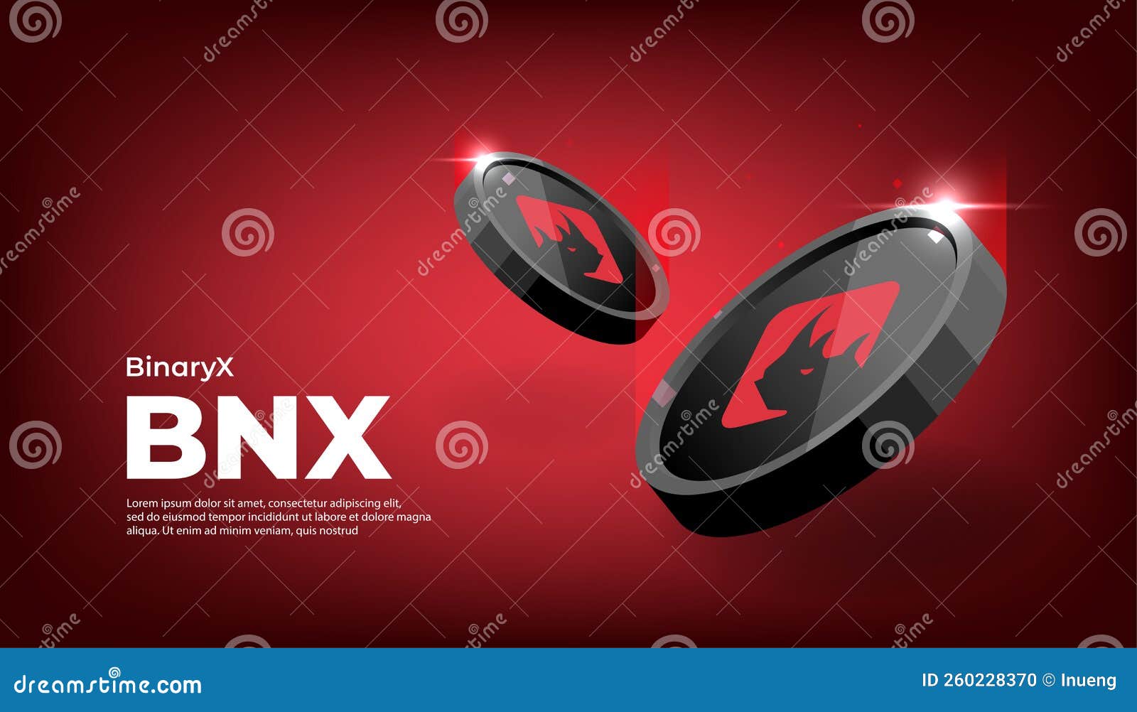 BinaryX BNX Coin Cryptocurrency Concept Banner Background Stock Vector ...