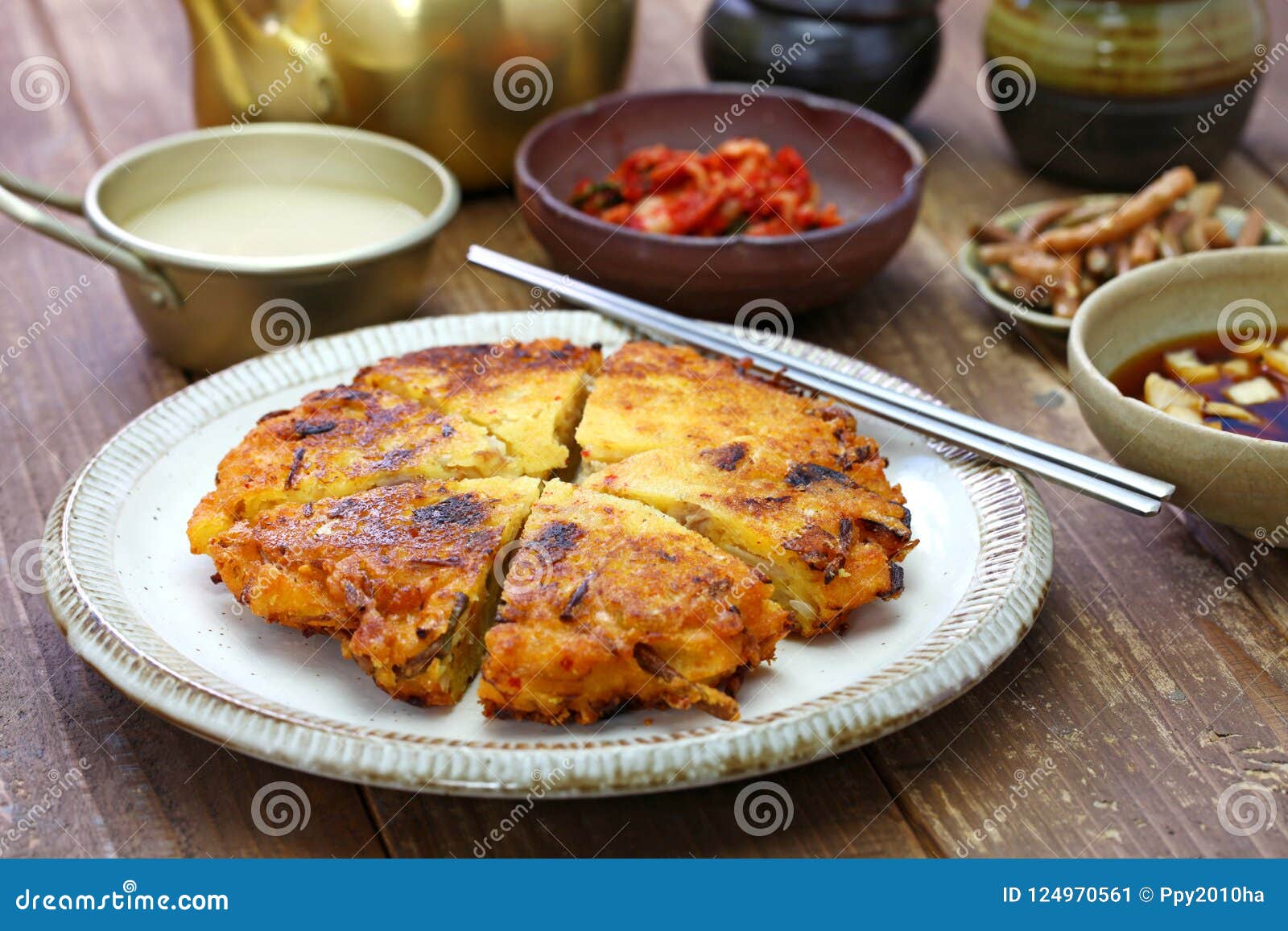 Bindaetteok, Korean Mung Bean Pancake Stock Image - Image of frying ...