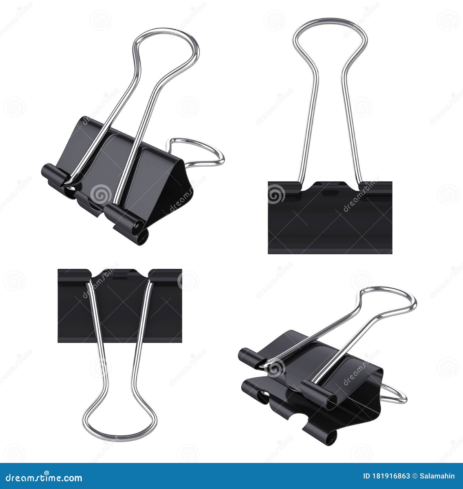 Binder Clip Collection Isolated on White, 3D Rendering Stock ...