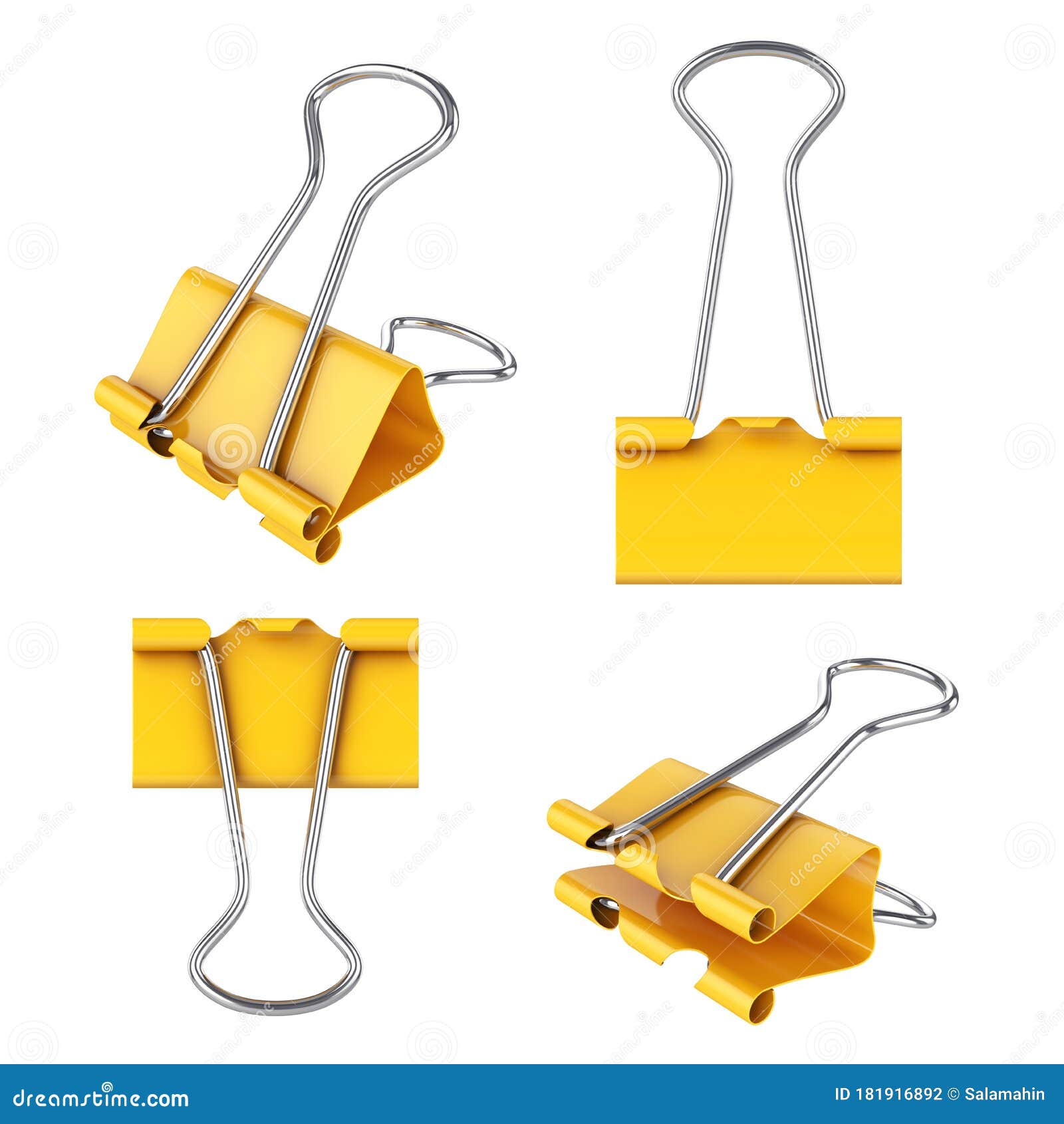 Binder Clip Collection Isolated on White, 3D Rendering Stock ...