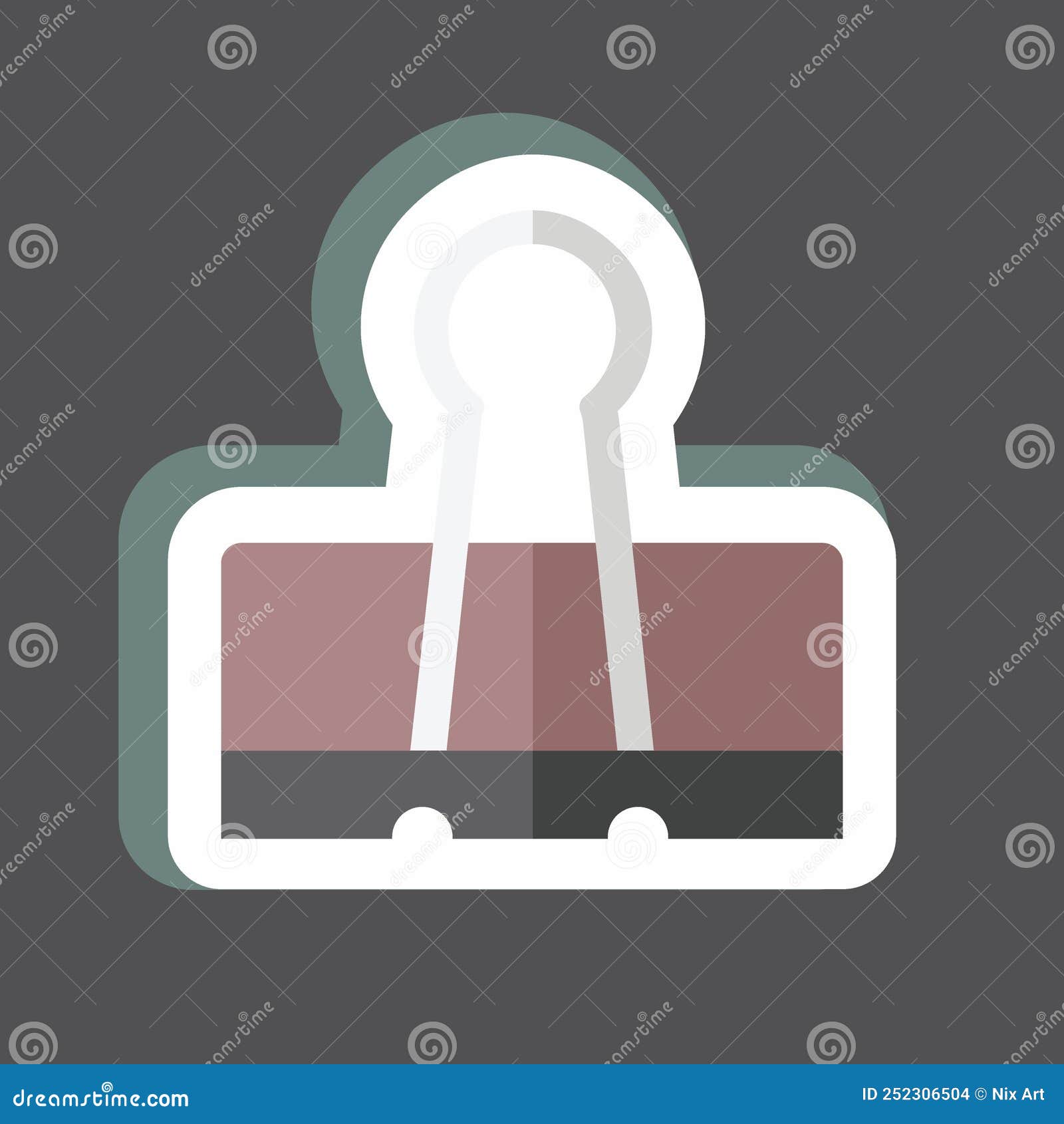 Binder Clip Sticker in Trendy Isolated on Black Background Stock ...