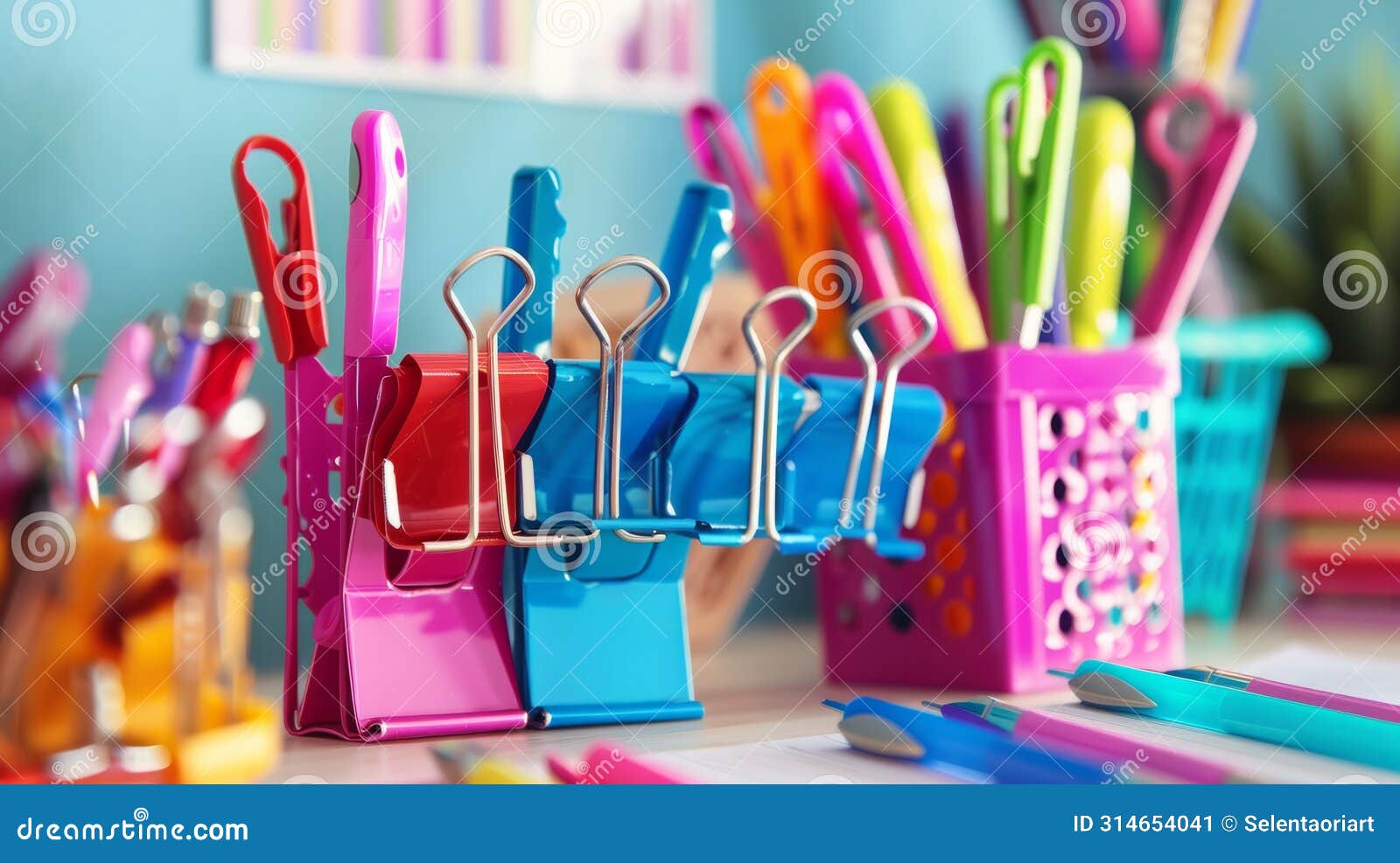 Binder Clips for Classroom and Desk Organization Stock Illustration ...
