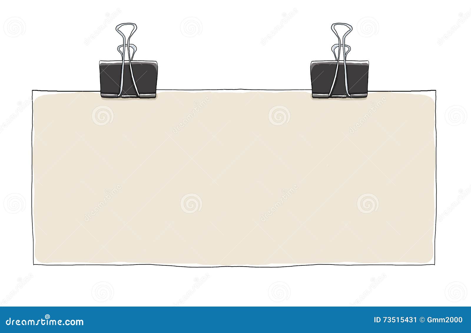 Binder Clips and Long Blank Paper Illustration Stock Illustration ...