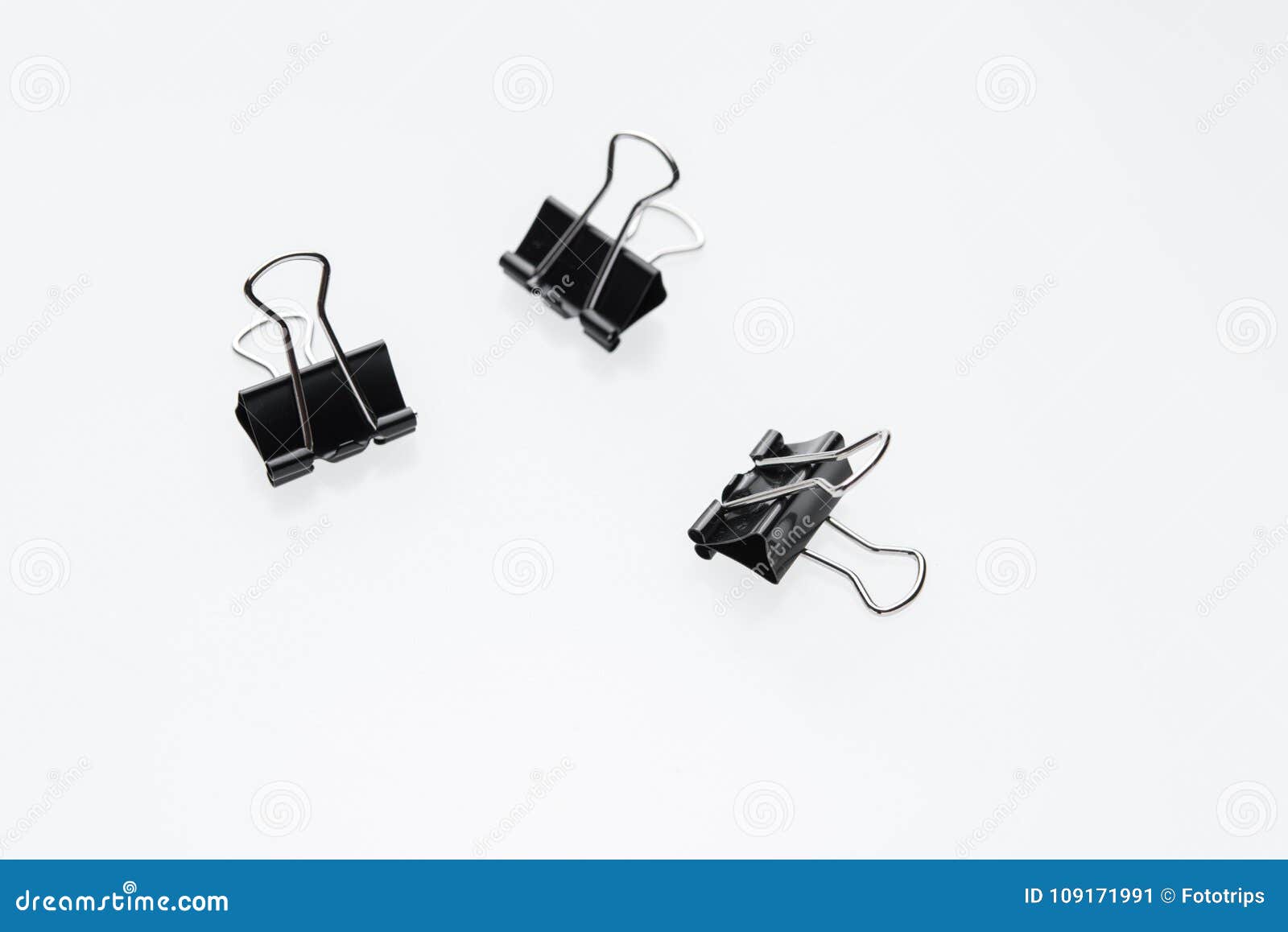 Binder Clips for Paper on White Background Stock Image - Image of ...