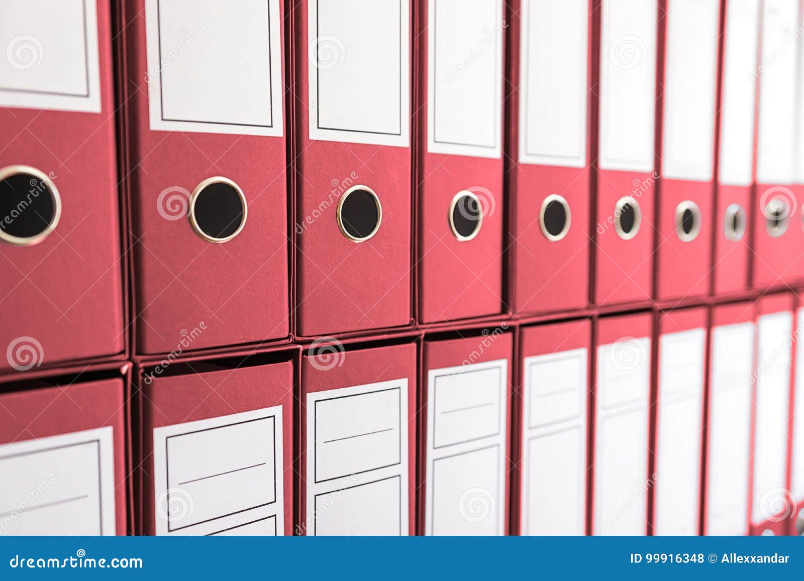 Binder Folders in Shelf, Binders in a Row. Stock Photo - Image of group ...