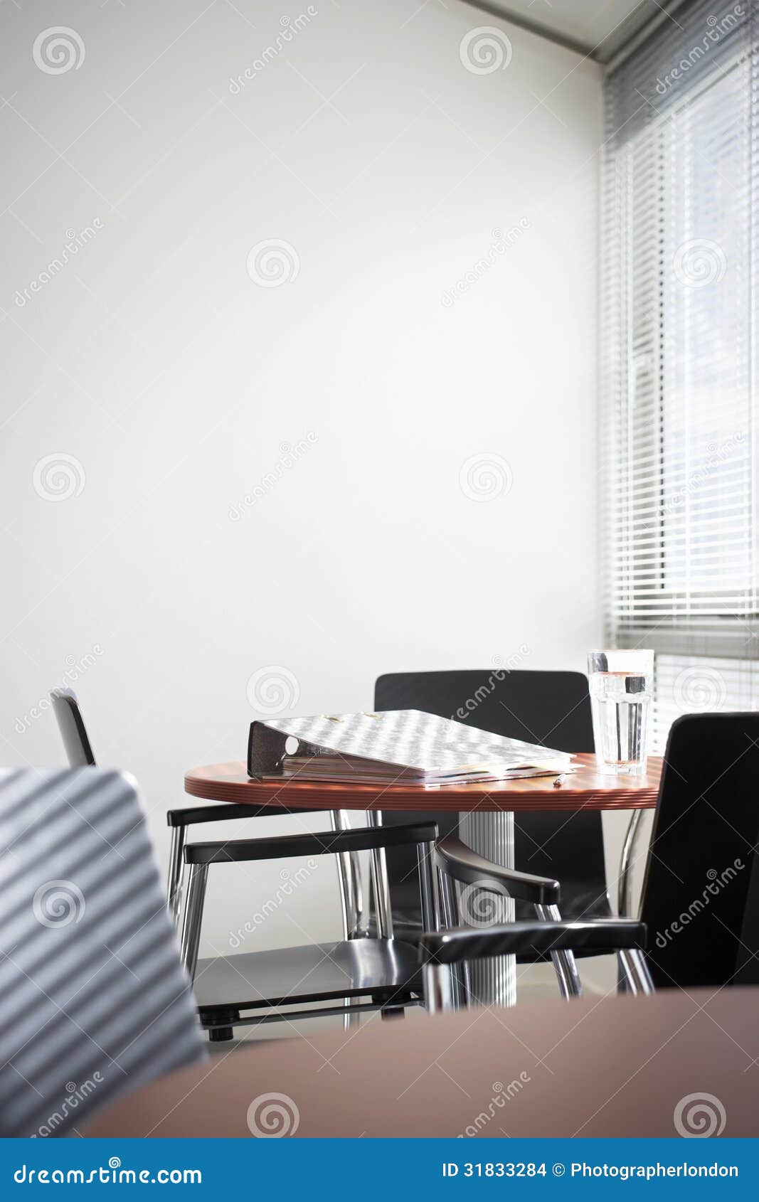 Binder and Water Glass on Office Table Stock Photo - Image of business ...