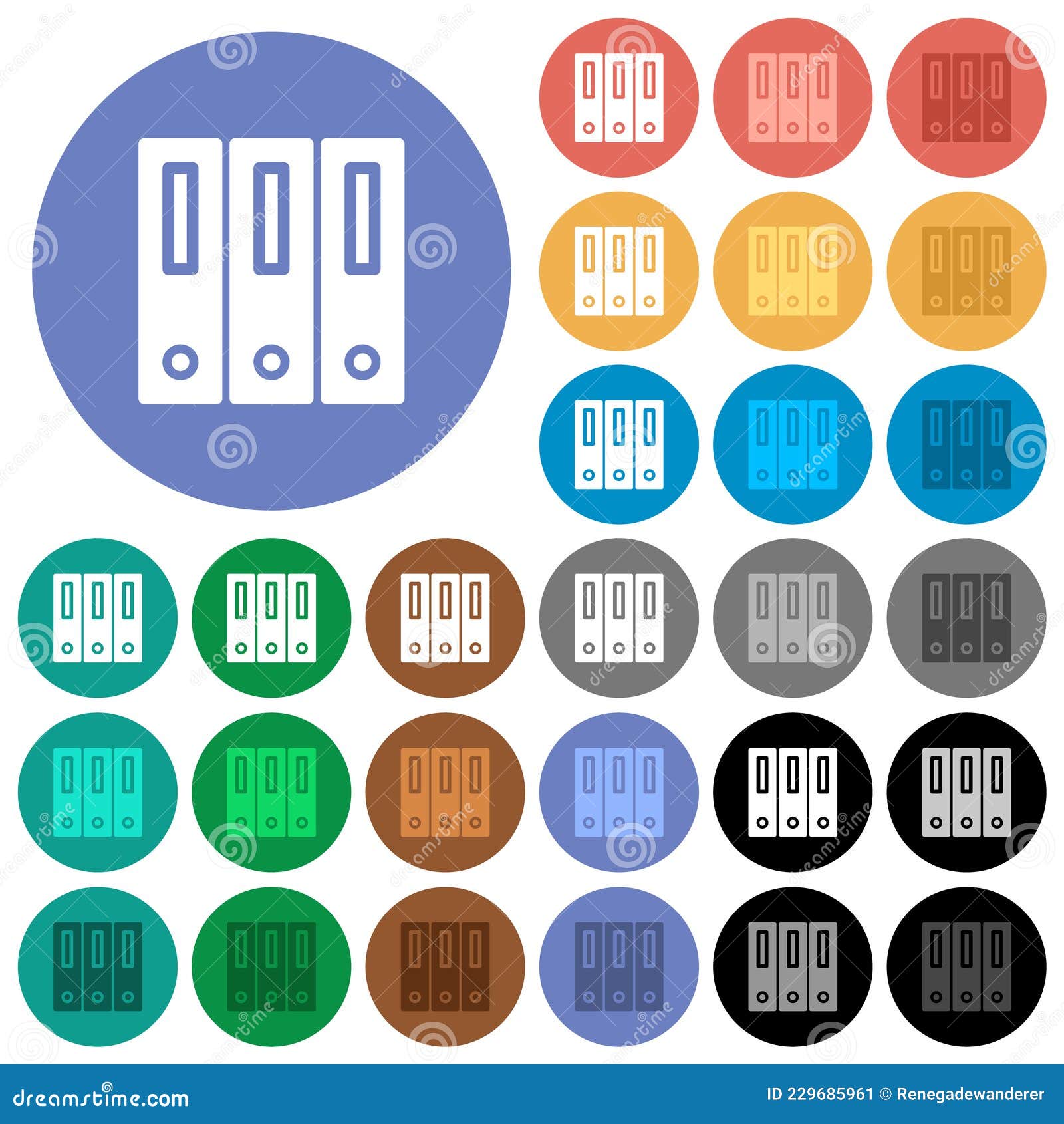 Binders Solid Round Flat Multi Colored Icons Stock Vector - Illustration of data, organization ...