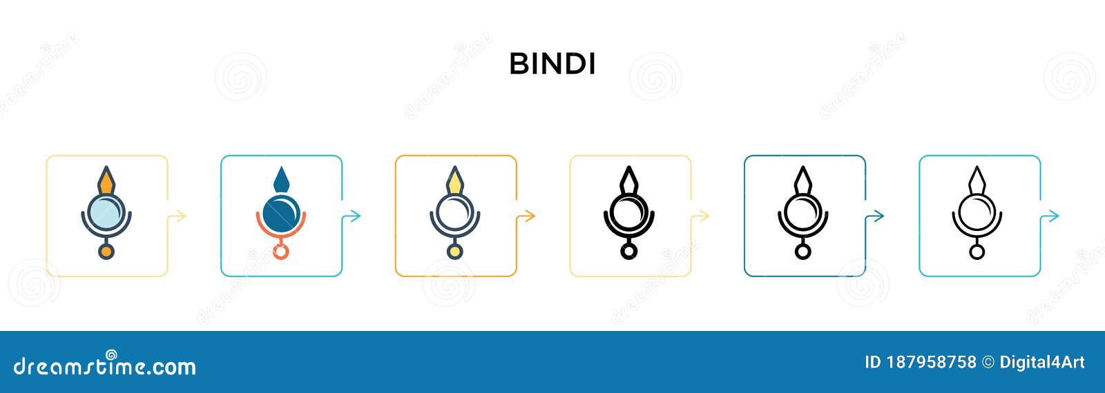 Bindi Vector Icon in 6 Different Modern Styles. Black, Two Colored ...