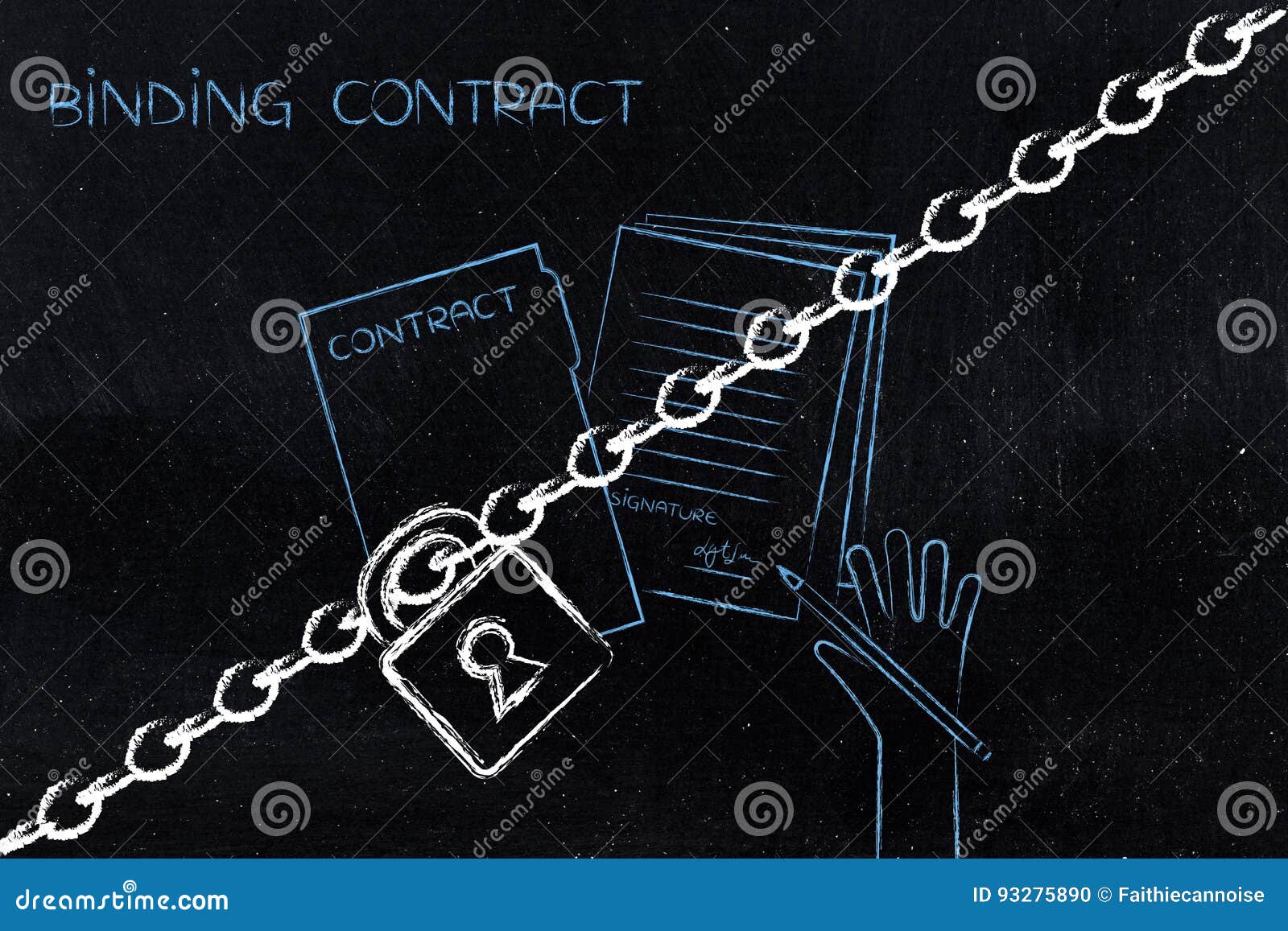 Binding Contract with Lock and Chain Stock Illustration - Illustration ...
