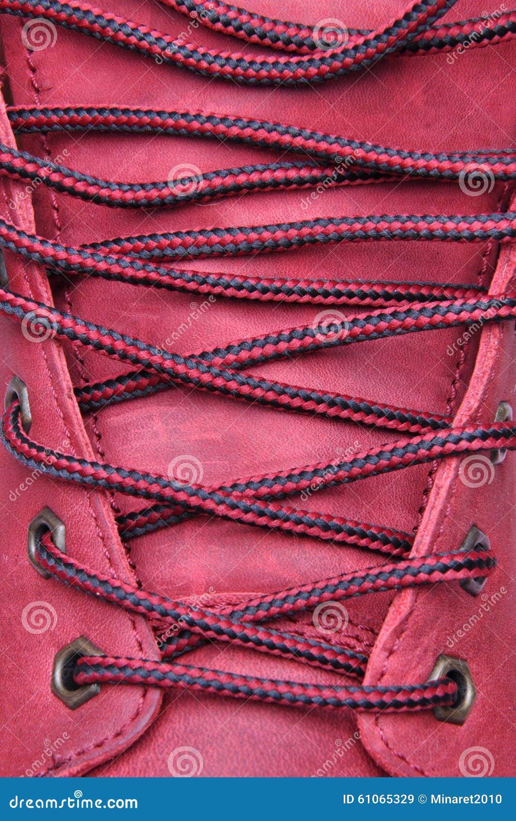 Binding Laces in the Shoe with a Red Leather Stock Image - Image of ...
