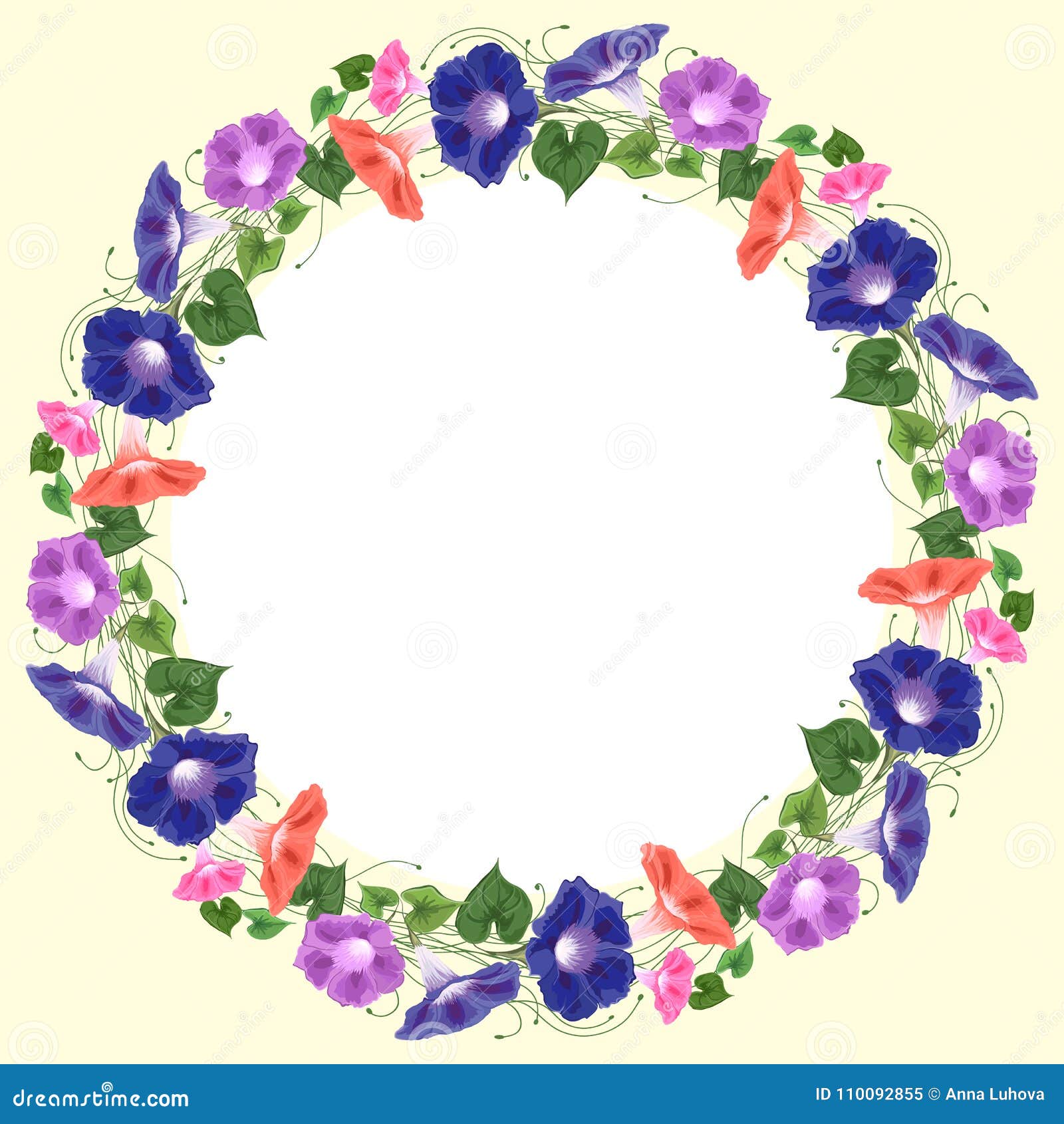 Bindweed Frame Round Congratulation Greeting Card Wedding Stock Vector ...