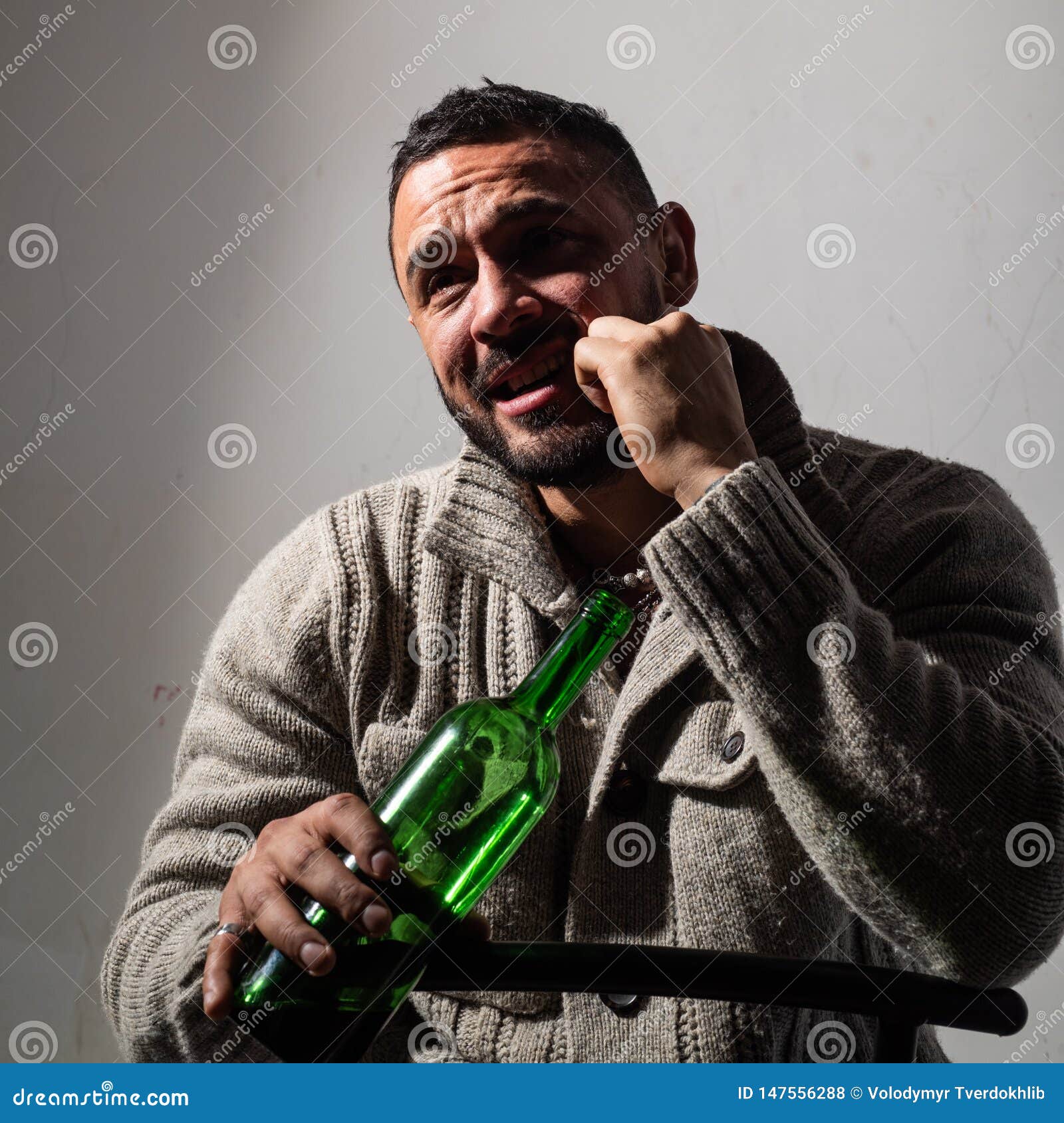 He is Binge Drinking. Hispanic Man Suffering from Unhealthy Alcohol ...