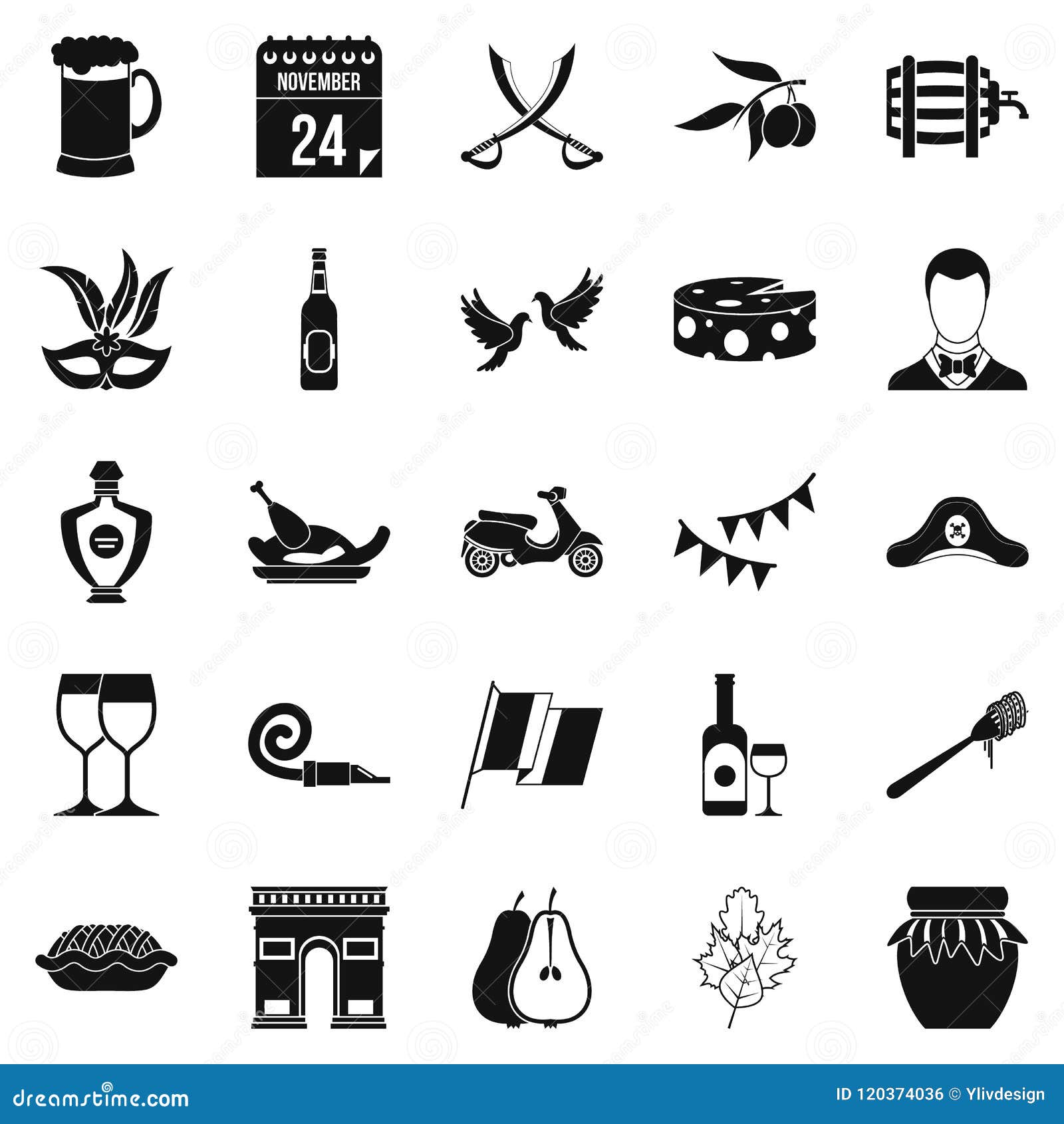 Binge Icons Set, Simple Style Stock Vector - Illustration of dinner ...