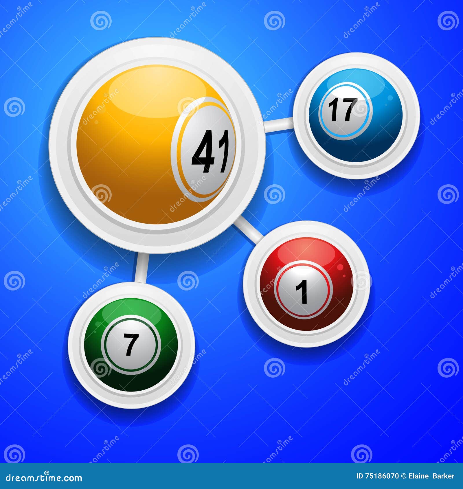 Bingo Balls on Frames Over Blue Background Stock Illustration ...