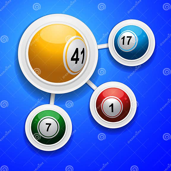 Bingo Balls on Frames Over Blue Background Stock Illustration ...