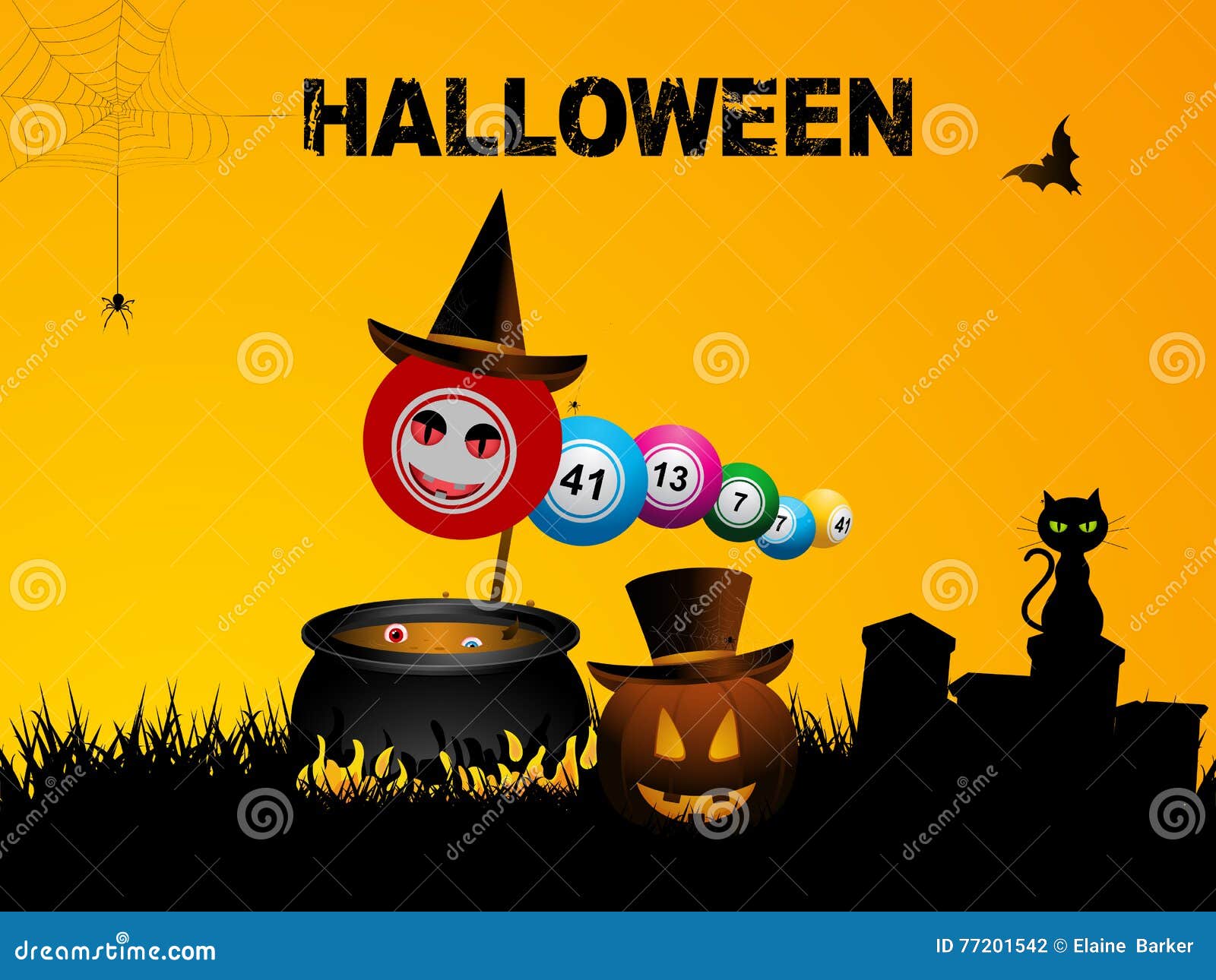 Bingo Balls Halloween Background Stock Illustration - Illustration of ...