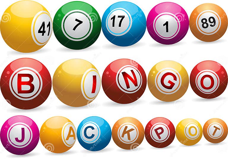 Bingo balls on white stock vector. Illustration of yellow - 22828927