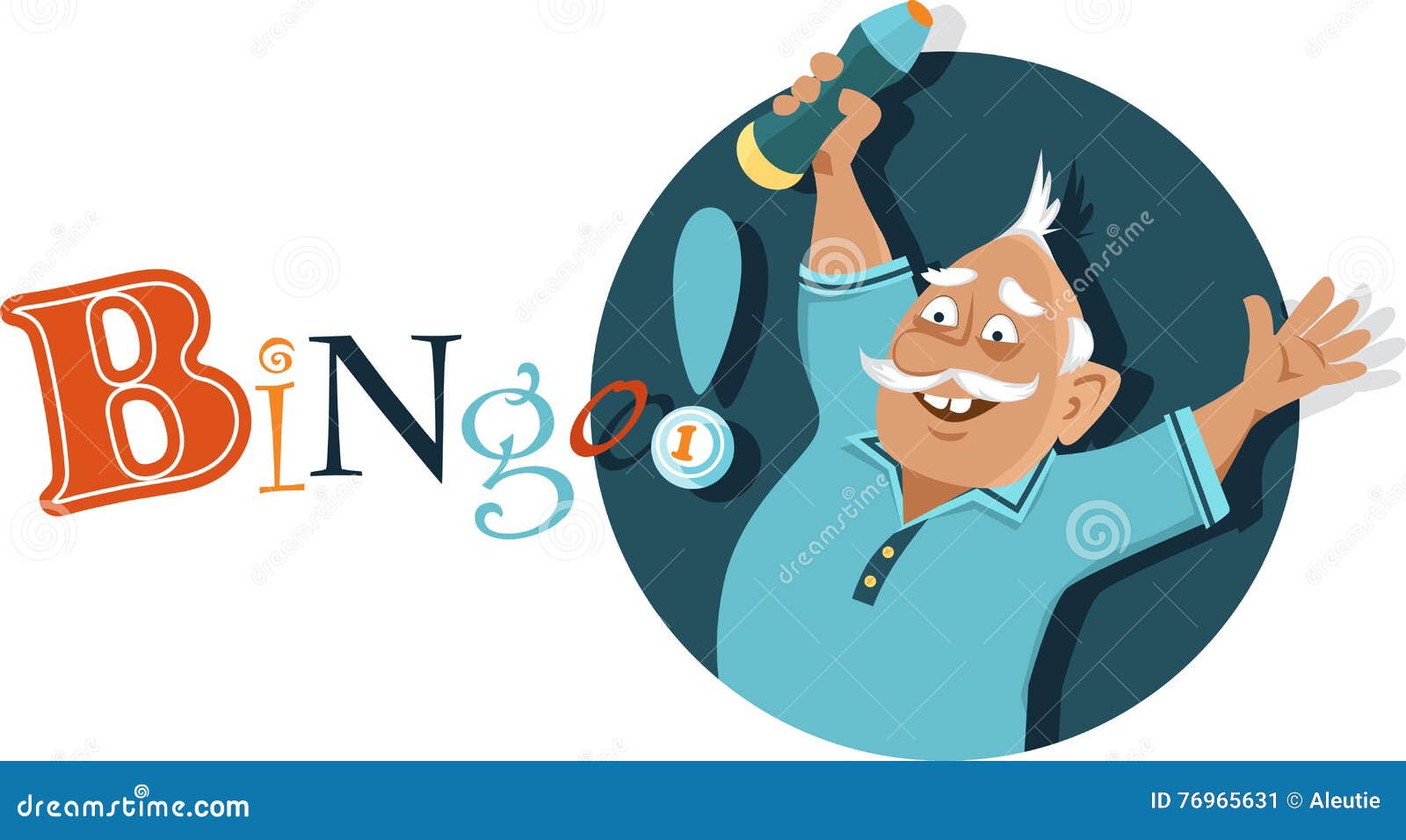 Bingo banner with a man stock vector. Illustration of vector - 76965631