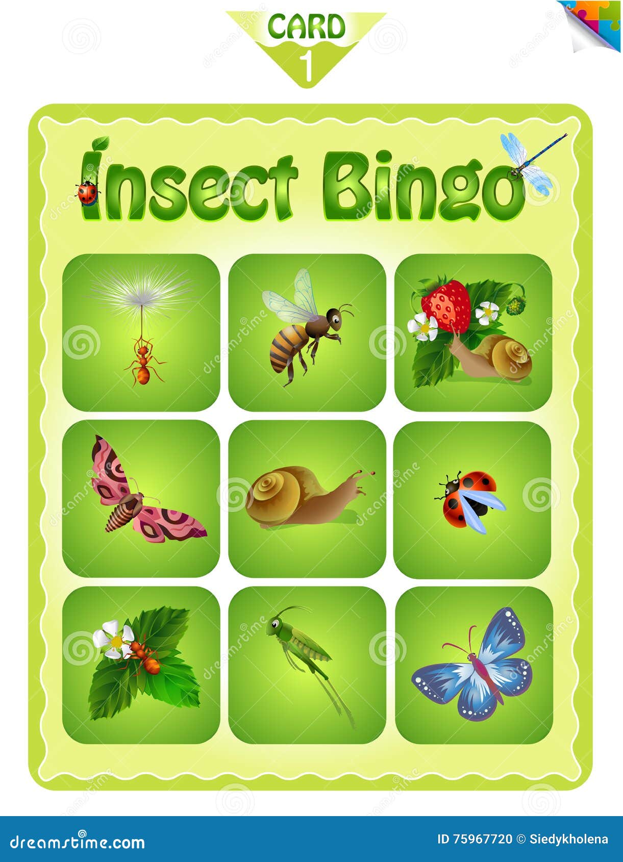 Bingo Con Diversos Insectos 3 Stock de ilustración - Ilustración de social, boleto: 75967720