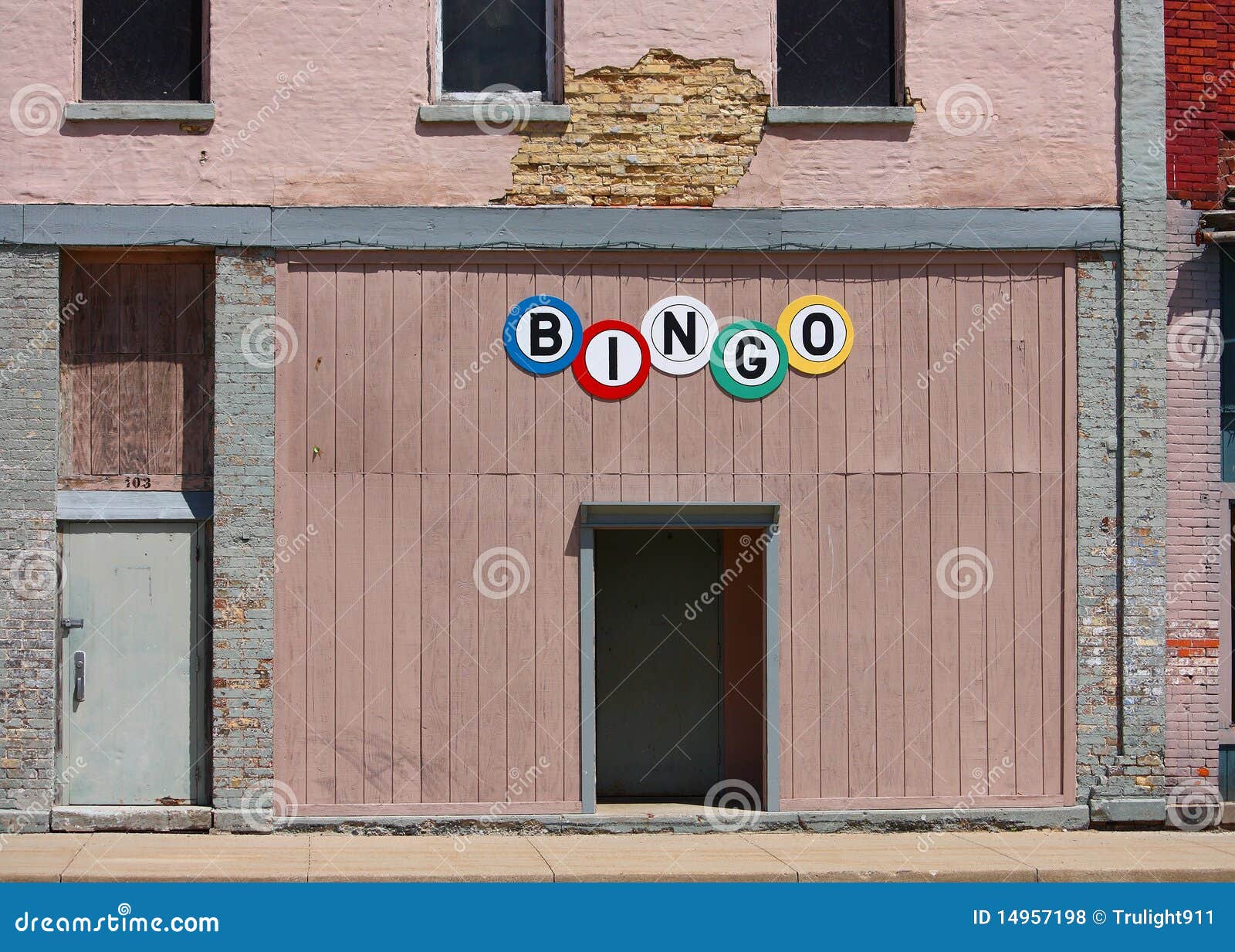 A Bingo Hall stock photo. Image of daylight, rustic, sidewalk - 14957198