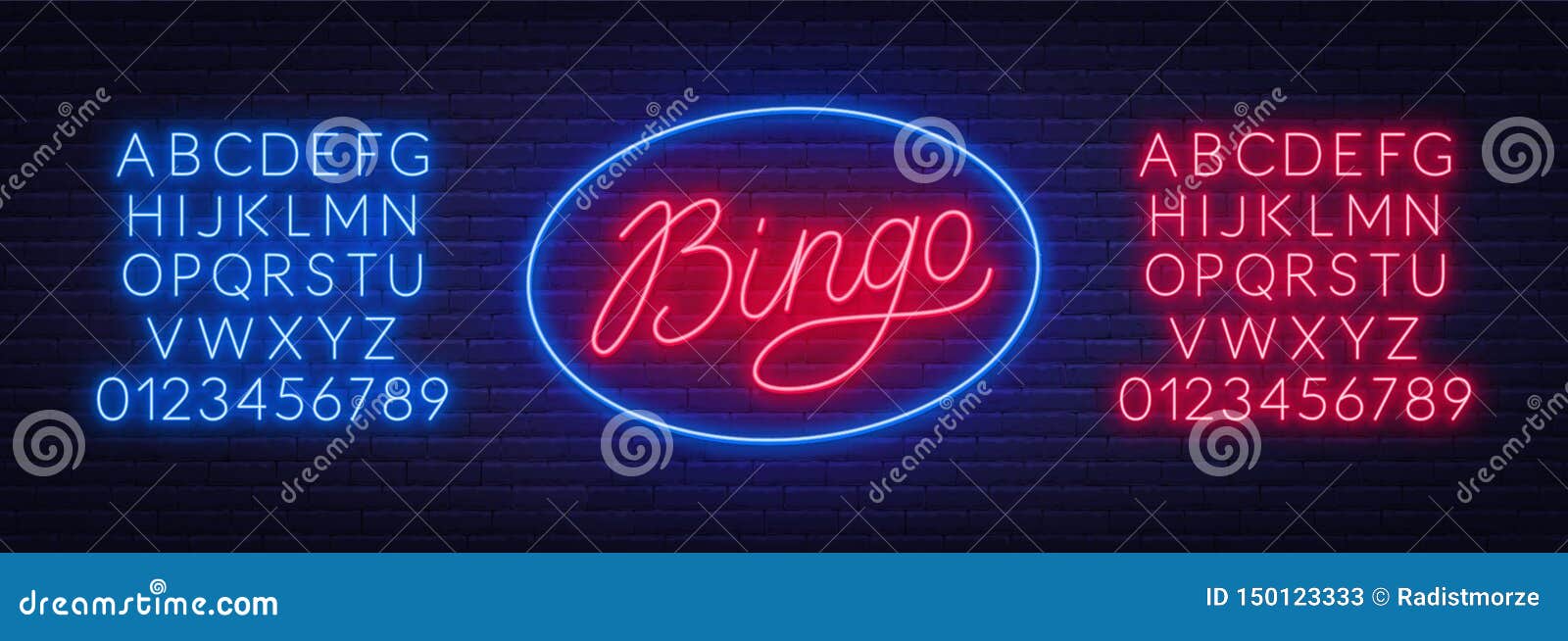 Bingo Neon Sign Vector Design Template. Lotto Symbols Neon Logo, Light ...