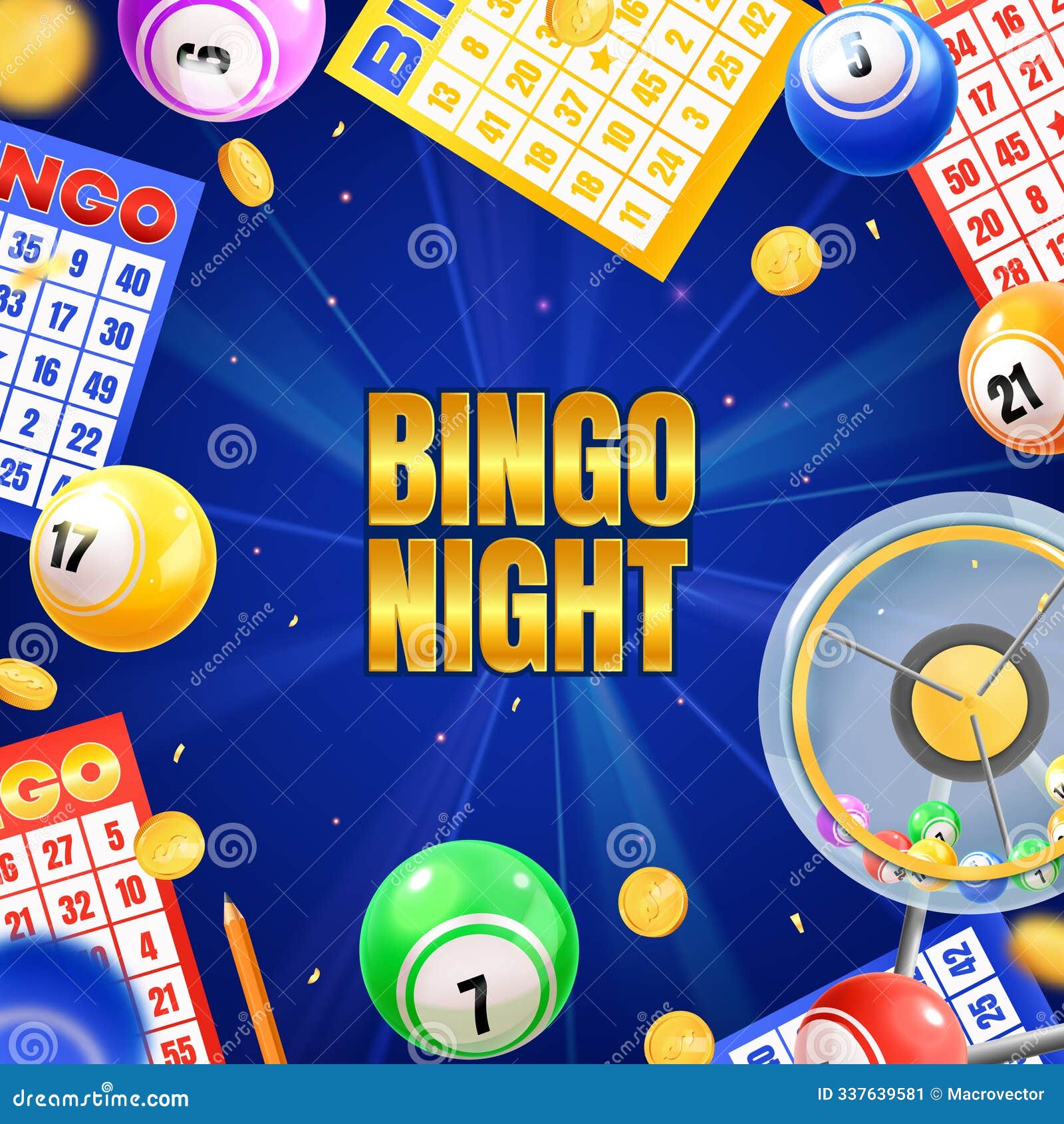Bingo Night Background in Realistic Style Stock Illustration ...