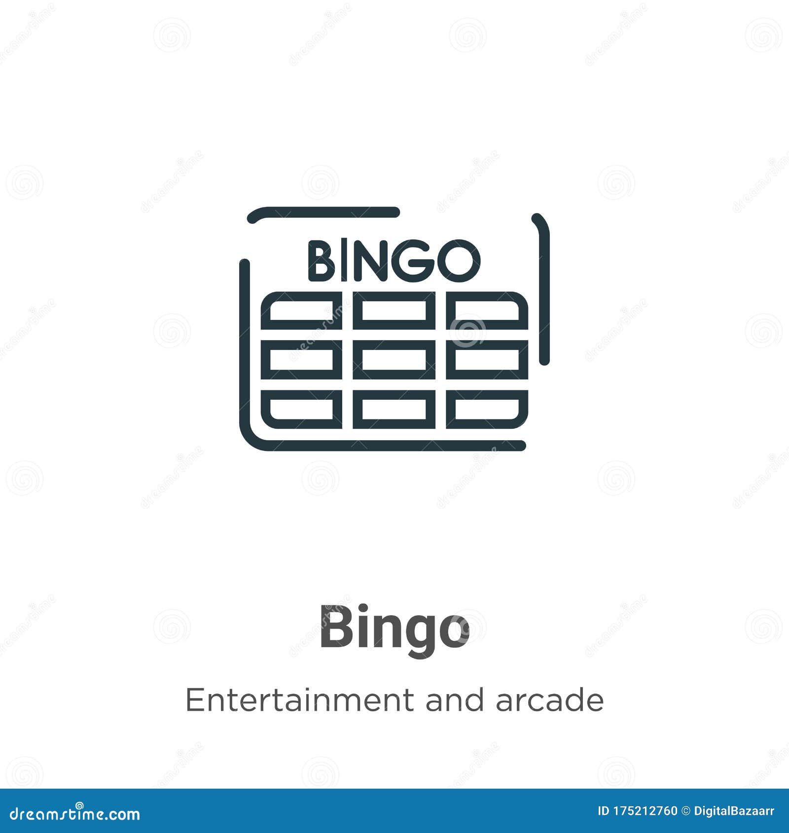 Bingo Outline Vector Icon. Thin Line Black Bingo Icon, Flat Vector ...