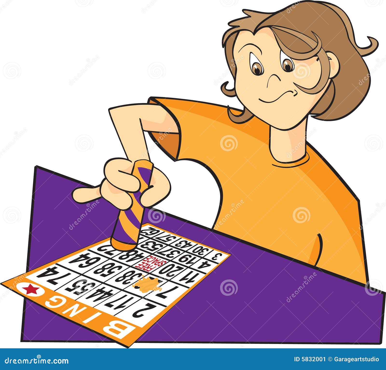 Bingo player illustration stock vector. Illustration of play - 5832001