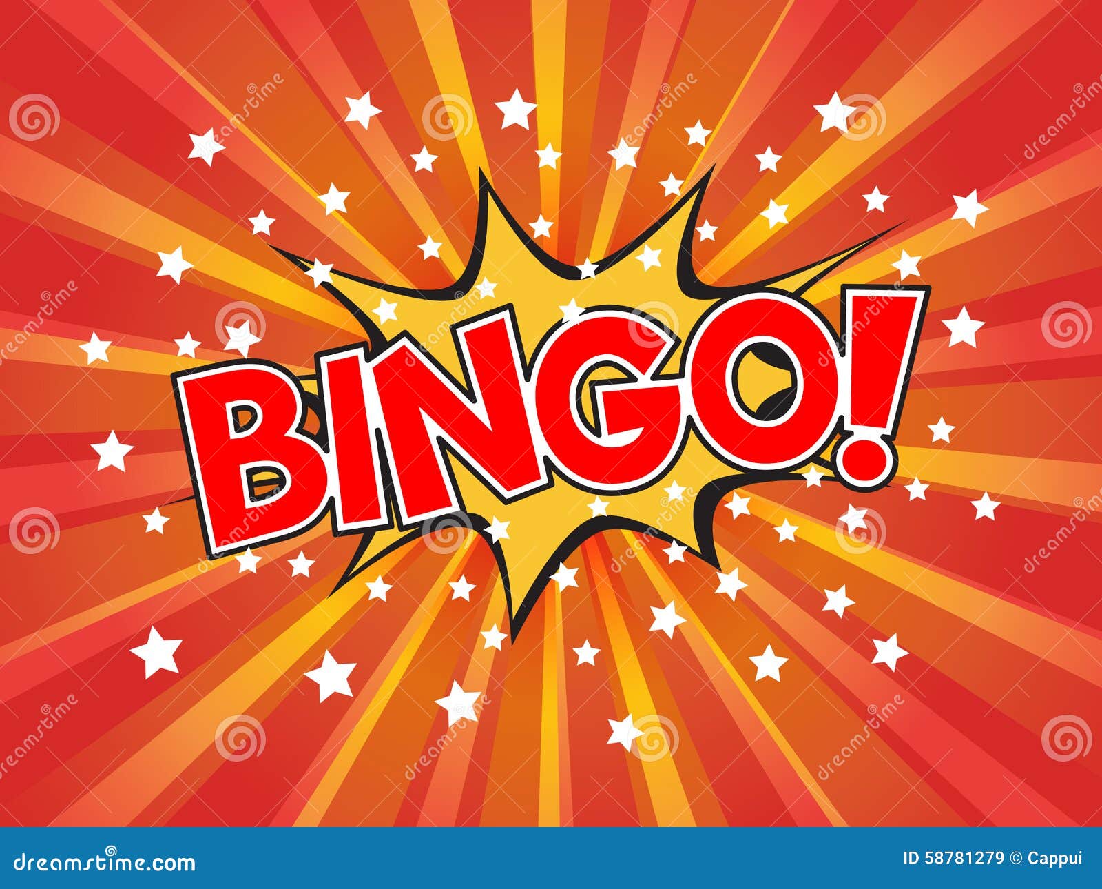Bingo, Wording in Comic Speech Bubble on Burst Background Stock Vector ...
